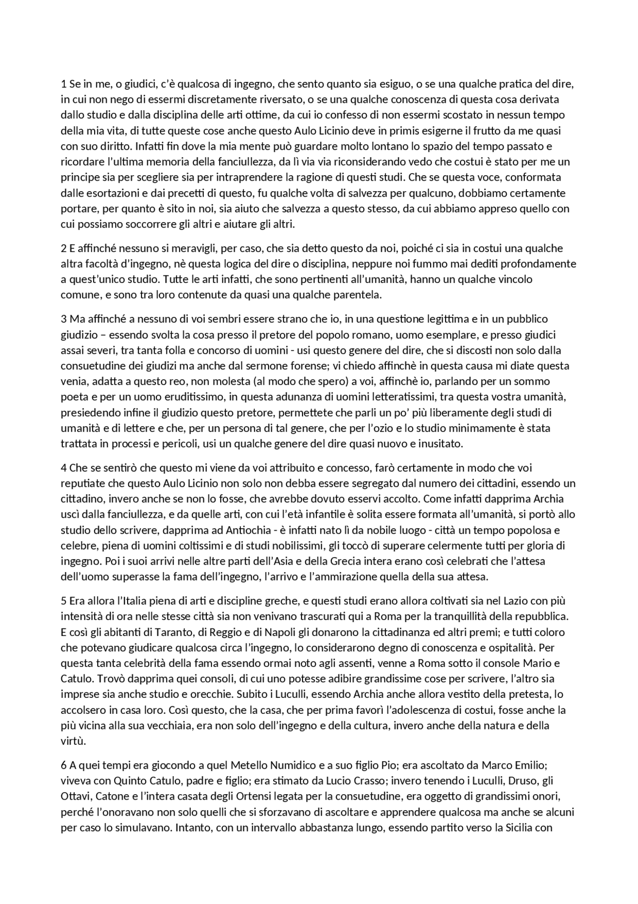 Cicerone -Pro archia poeta doc word completo - Docsity