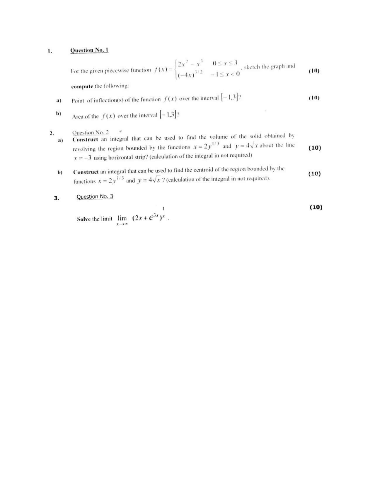 Calculus past papers - Docsity