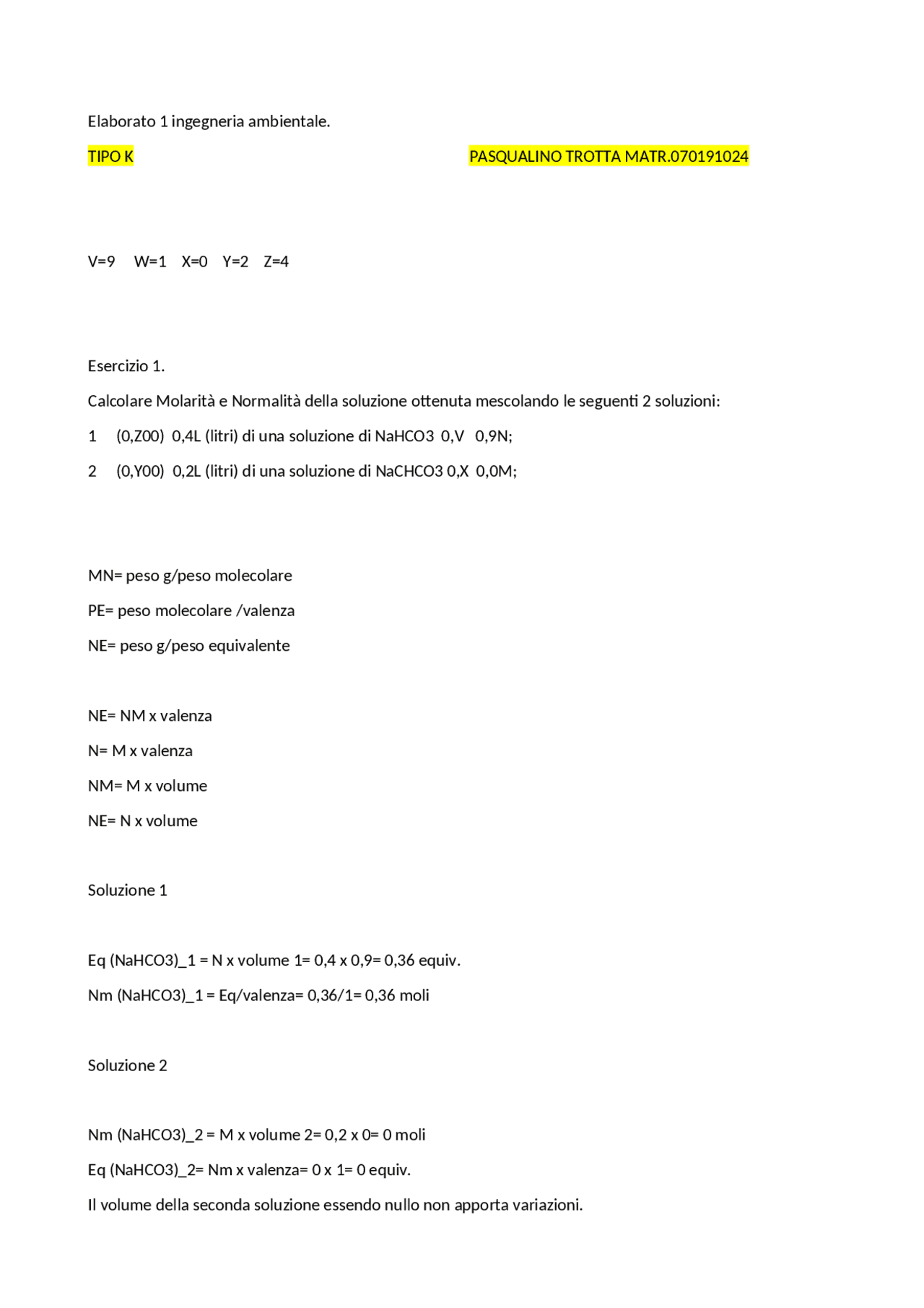 Elaborati Ingegneria Ambientale Docsity