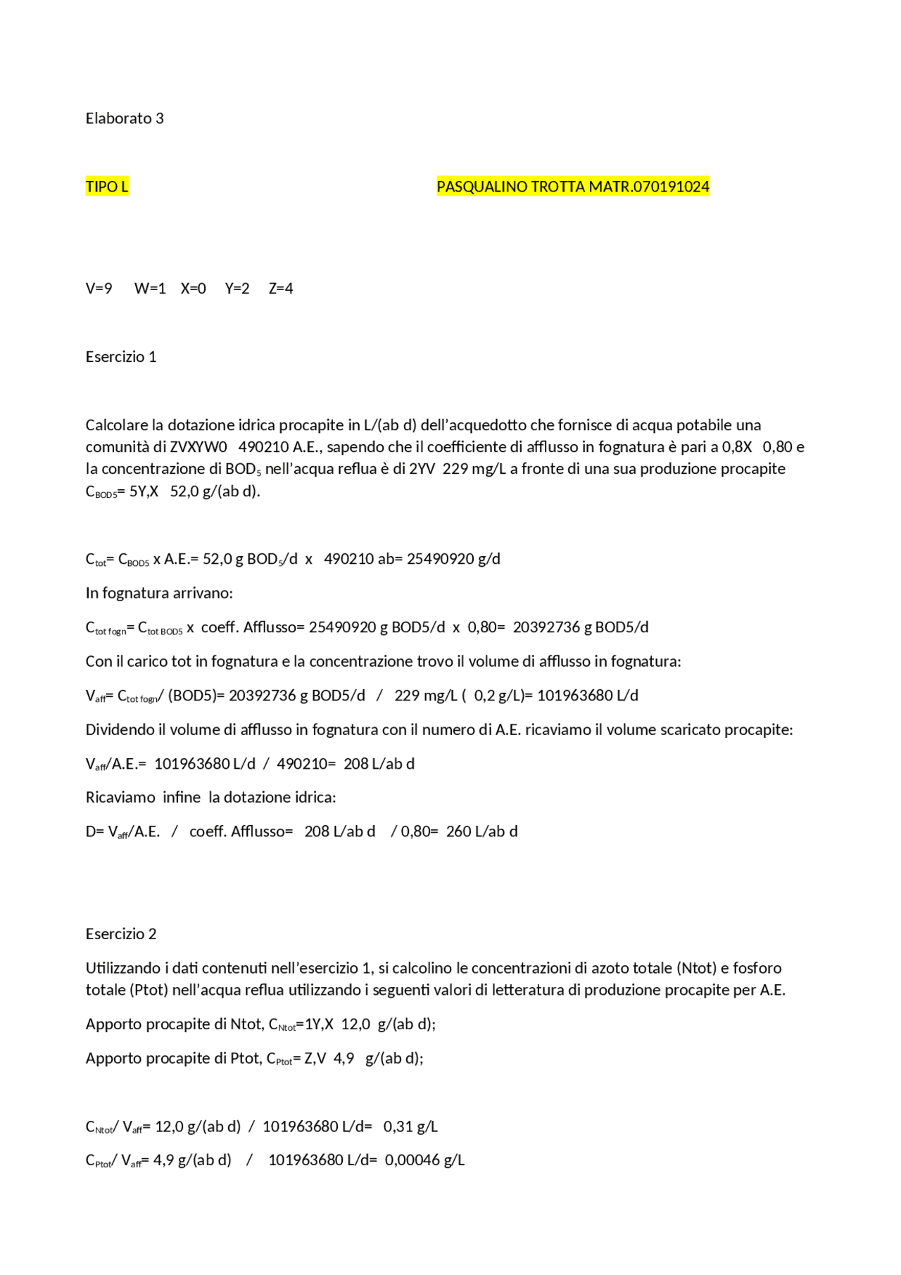 Elaborati Ingegneria Ambientale Prove Desame Di Ingegneria Civile