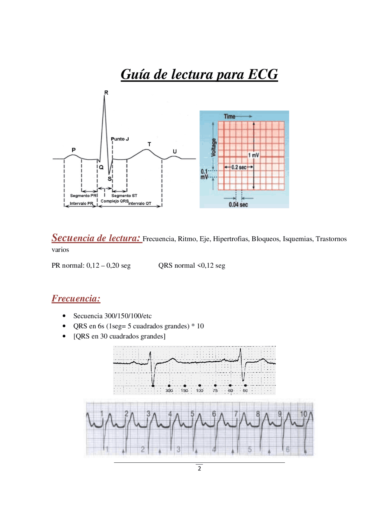 Lectura de electrocardiograma - Docsity