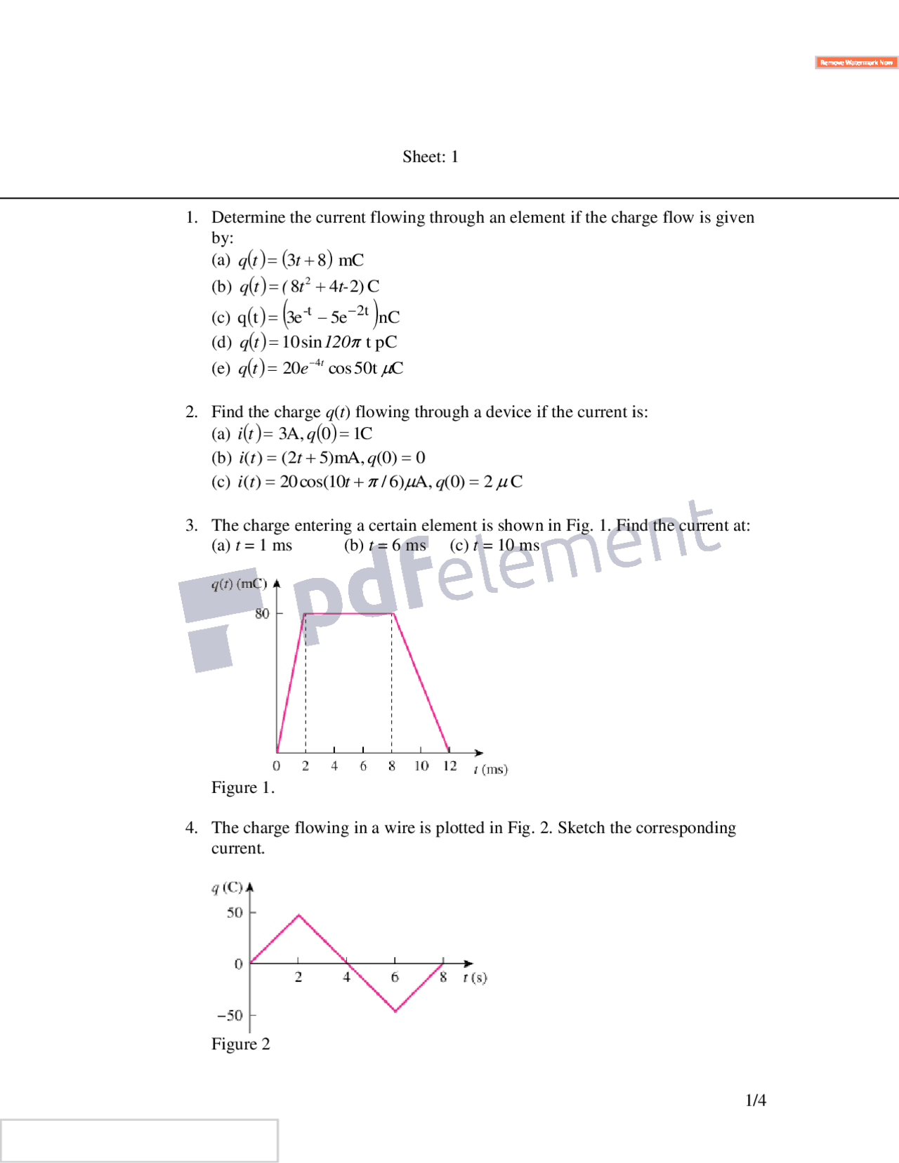 Electronics Exercise And Sheet Exercises Electronics Docsity