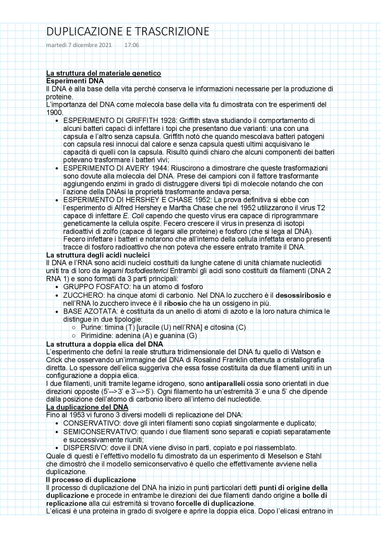 Processo di duplicazione e trascrizione - Docsity