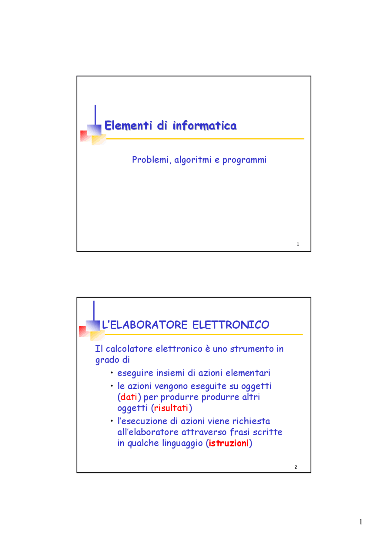 Elementi Di Informatica Elementi Di Informatica Docsity