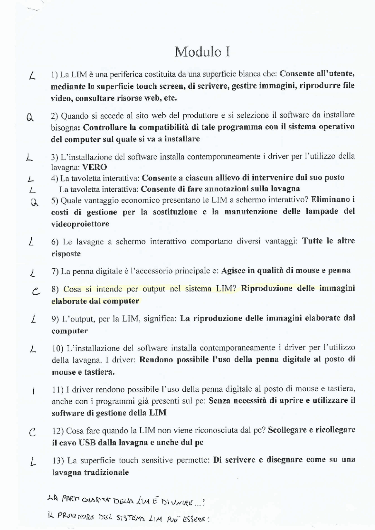 DOMANDE E RISPOSTE SULLA LIM E TABLET - Docsity