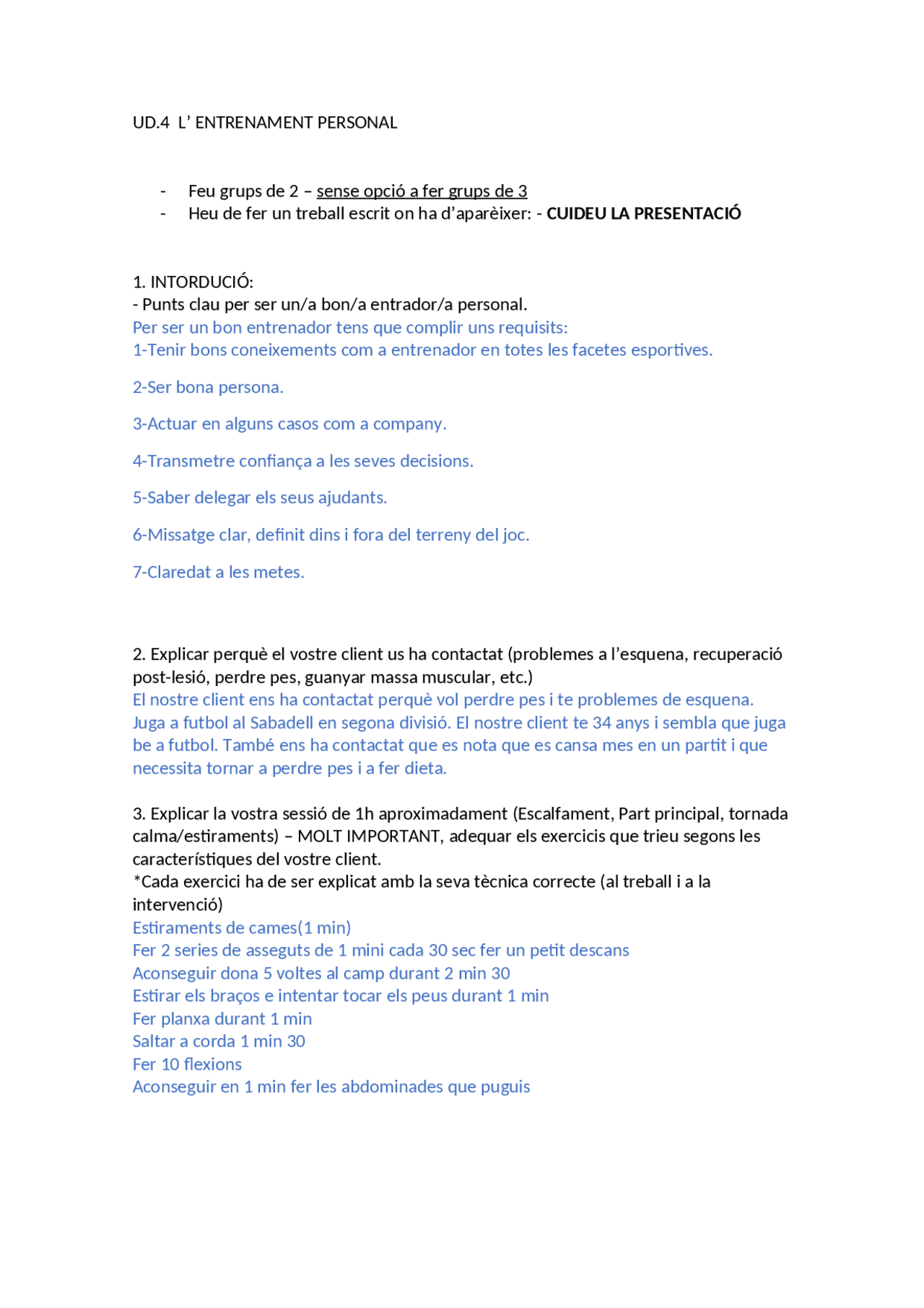 Entrenamiento Personal Docsity
