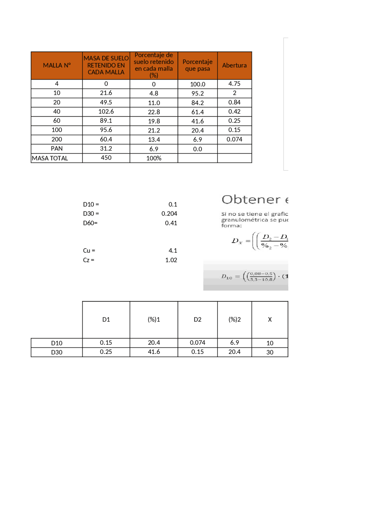 Cálculo granulométrico excel - Docsity