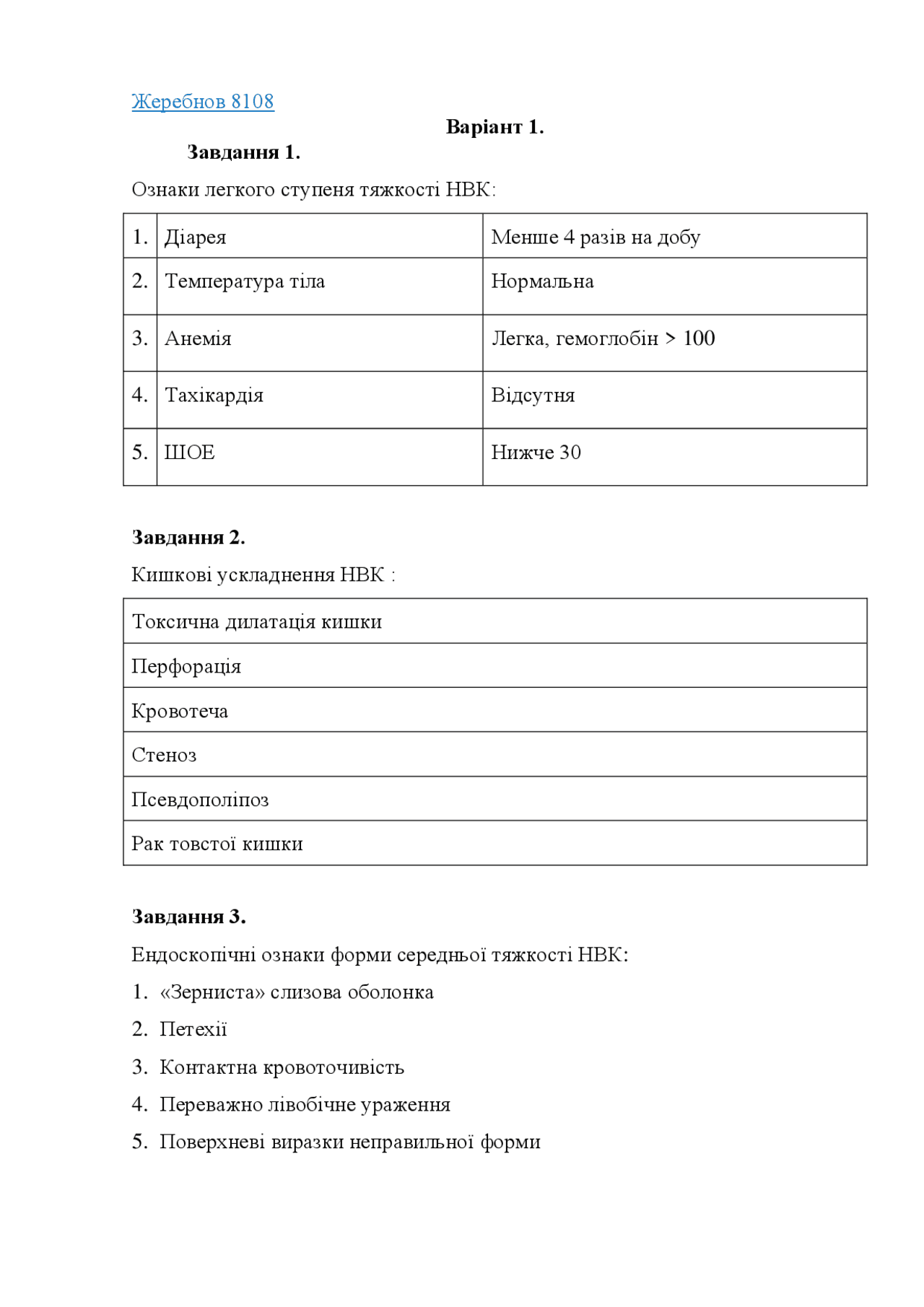 Зошит ЗЗК Внутрішня медицина Docsity