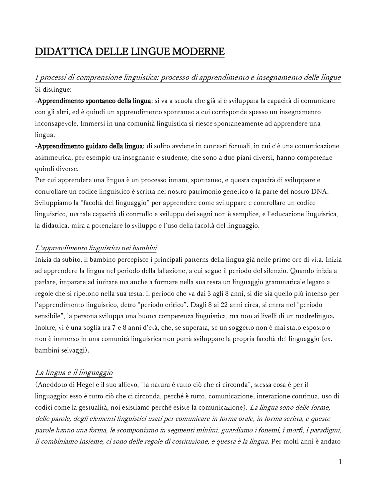 Didattica delle lingue moderne - Docsity