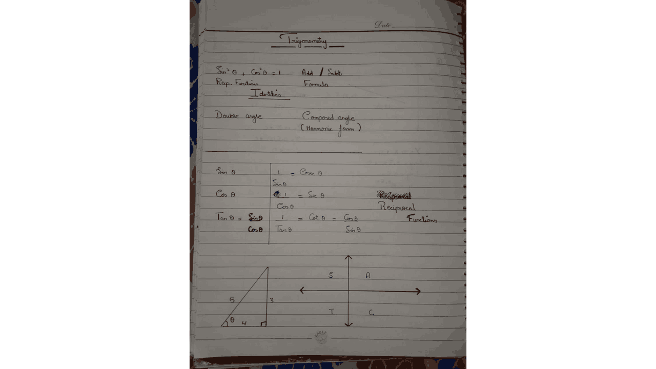 Trigonometry Algebra Docsity