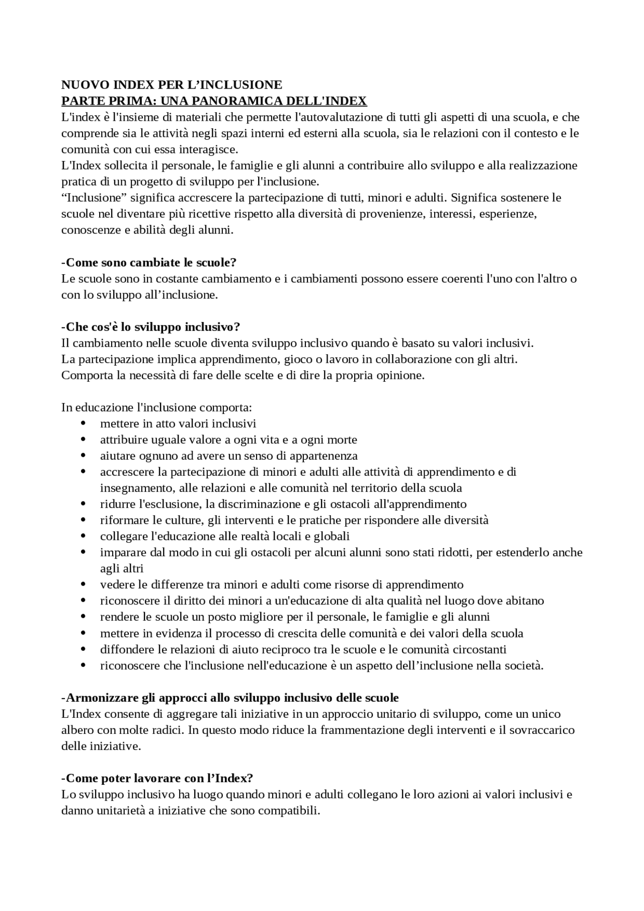 Nuovo Index Per Linclusione Riassunto Docsity