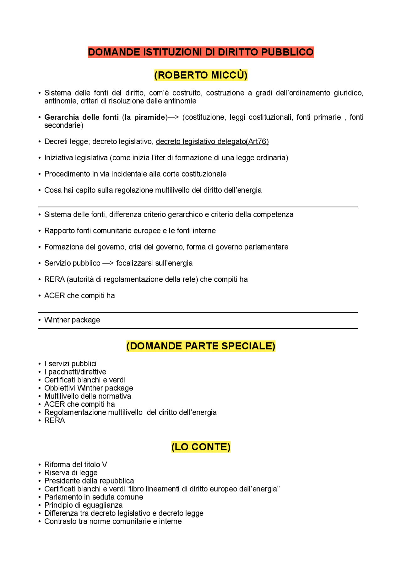 Domande diritto pubblico - Docsity