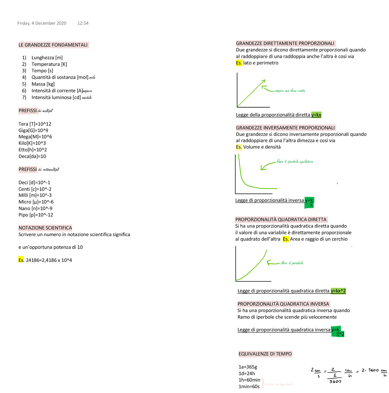 Basi della fisica - concetti da sapere | Dispense di Fisica | Docsity