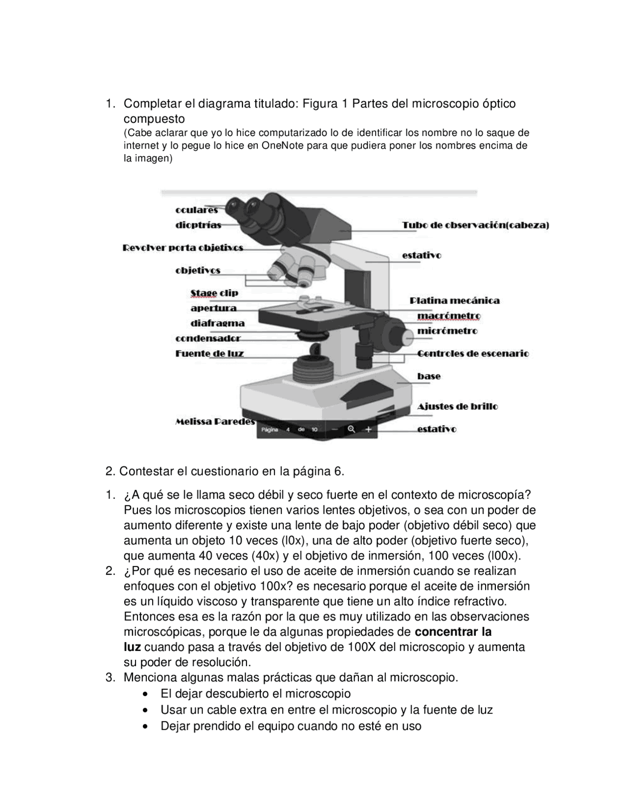 Uso adecuado del microscopio - Docsity