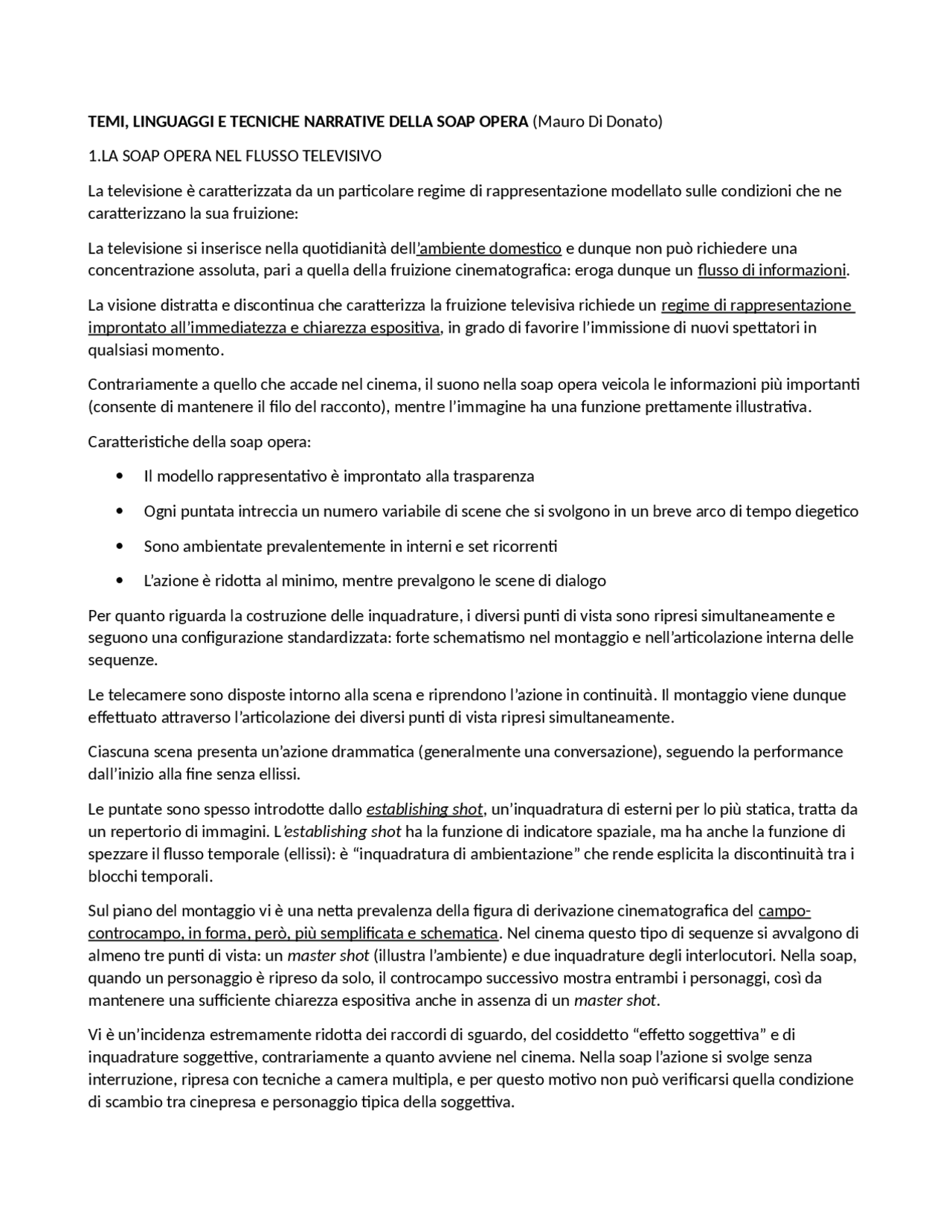 Temi, linguaggi e tecniche narrative della soap opera - Docsity