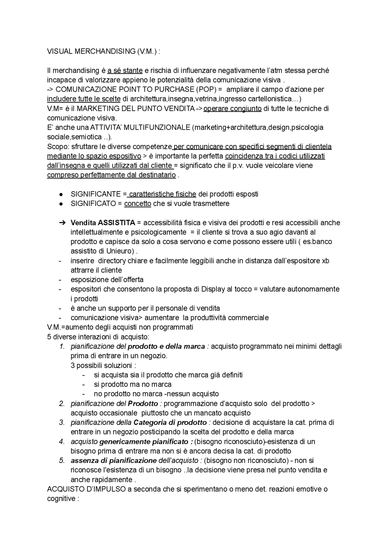 Riassunto libro di Visual Merchandising | Appunti di Marketing - Docsity