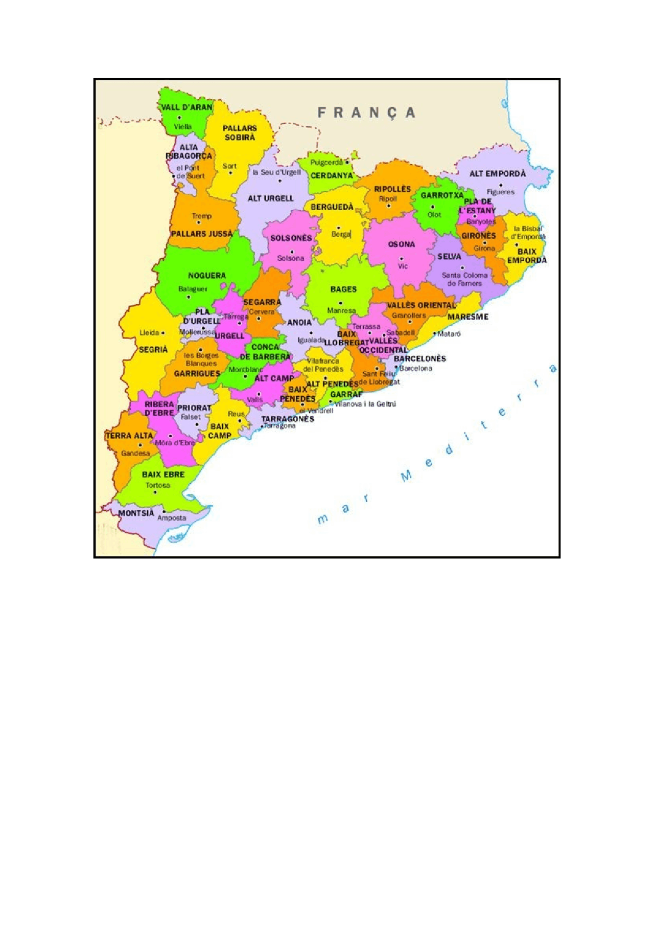 MAPA DE CATALUNYA AMB COMARQUES - GEOGRAFIA | Apuntes de Geografía ...