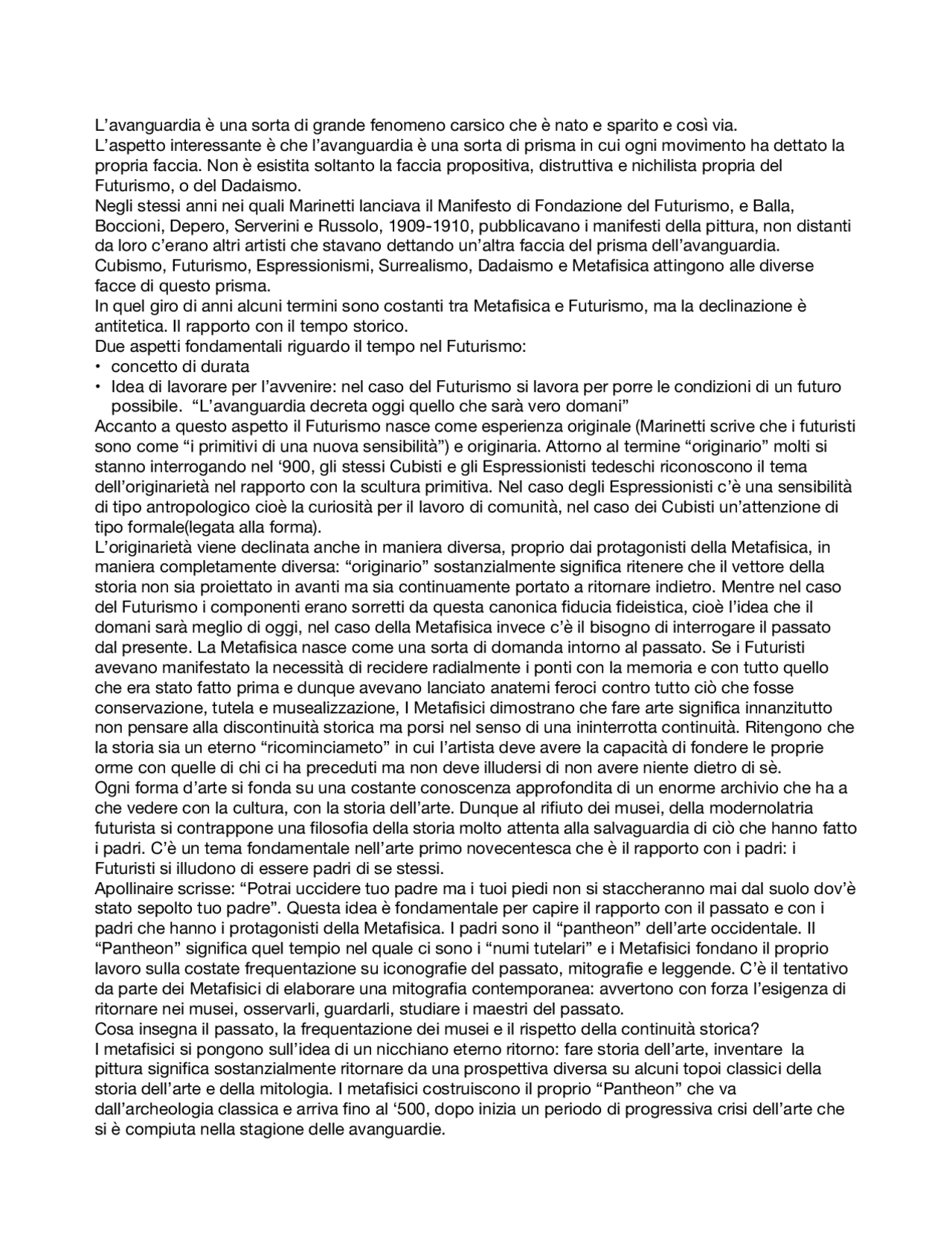 Appunti Su Avanguardie E De Chirico Docsity