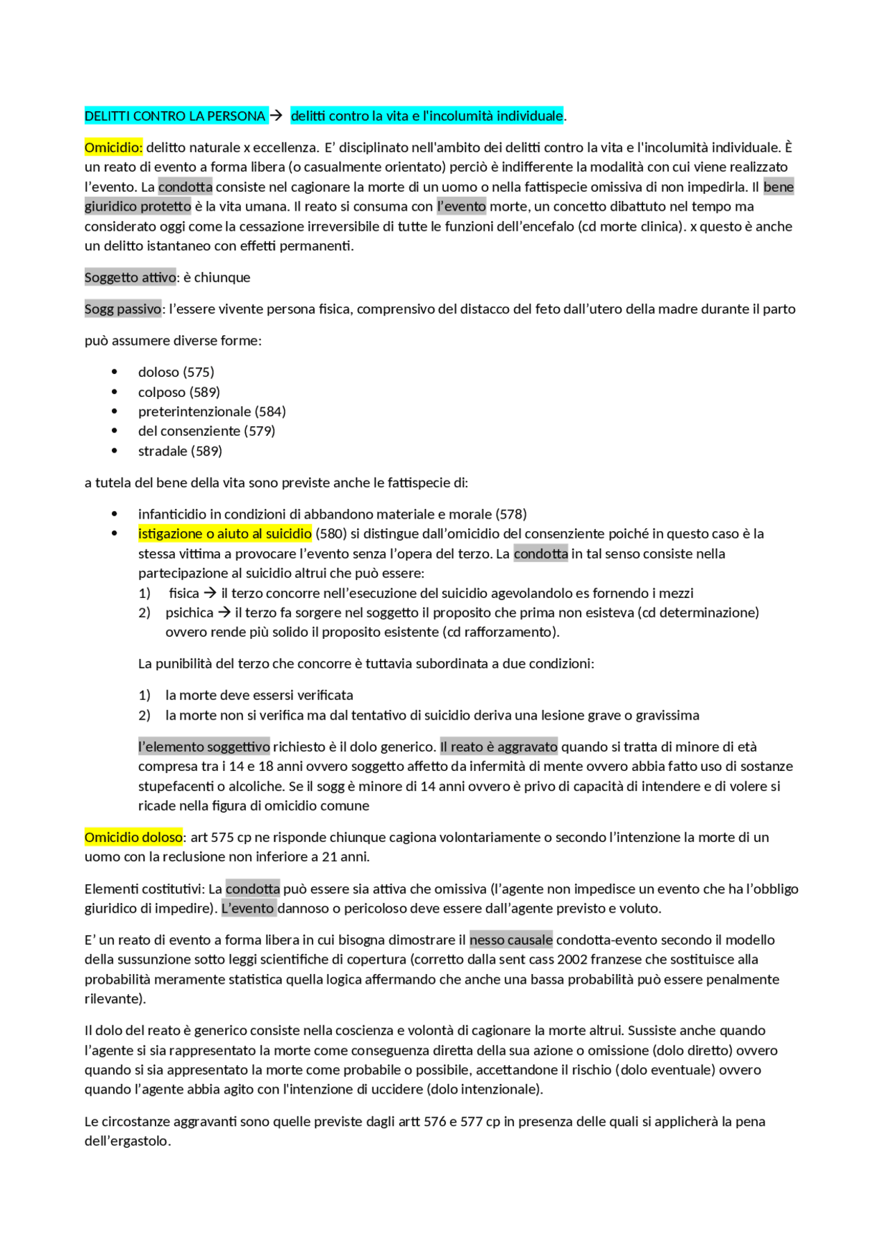 Diritto penale parte speciale - Docsity