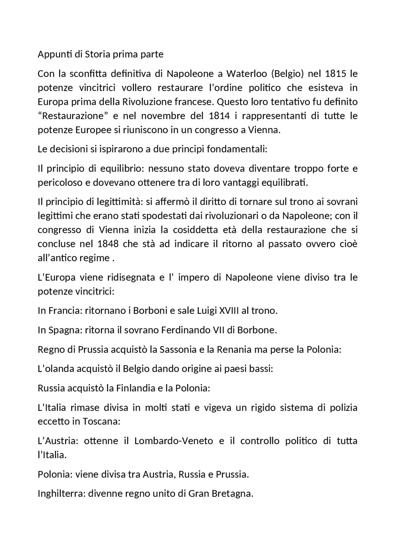 Appunti Di Storia Su Napoleone Docsity