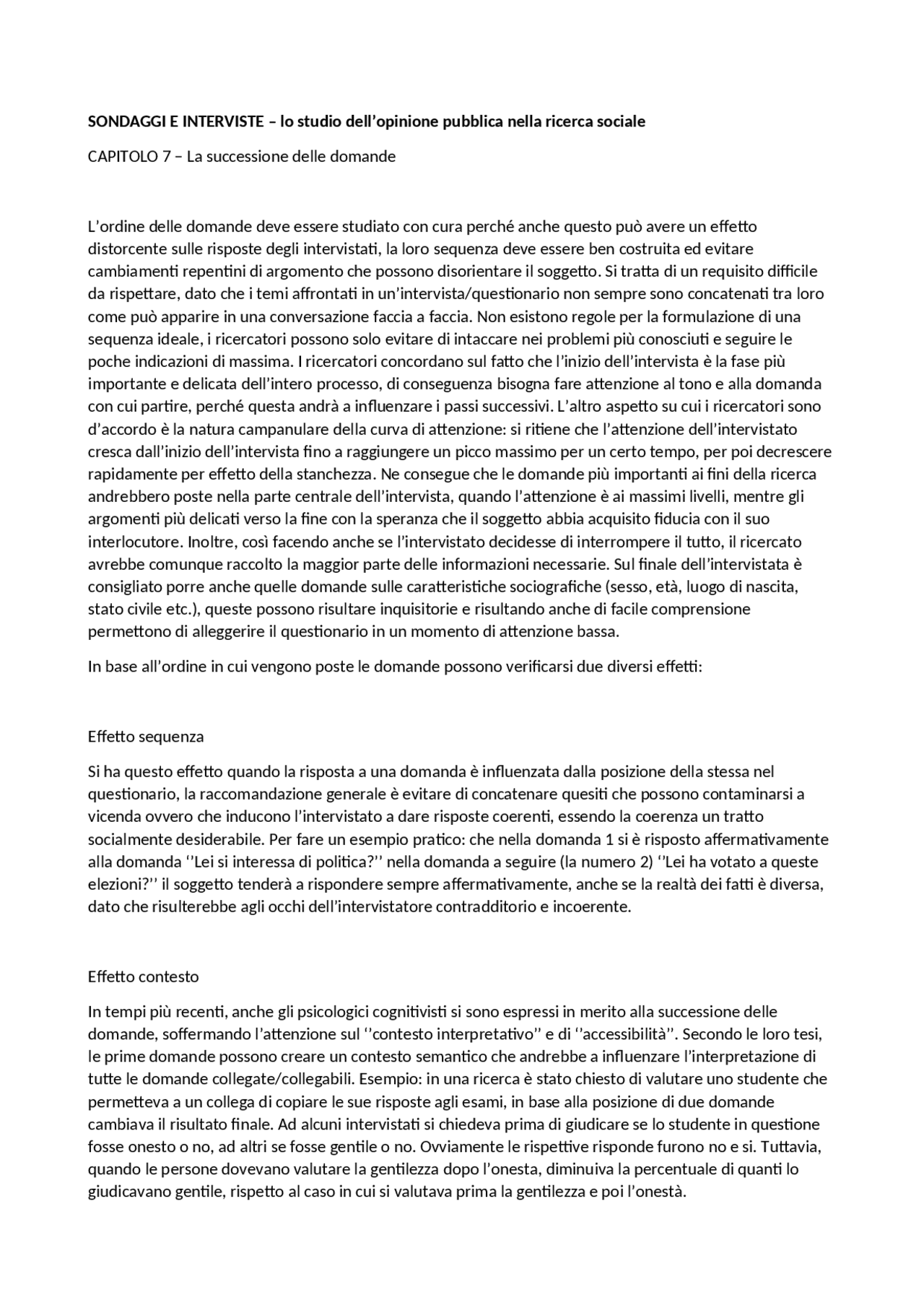 Sondaggi E Interviste Docsity