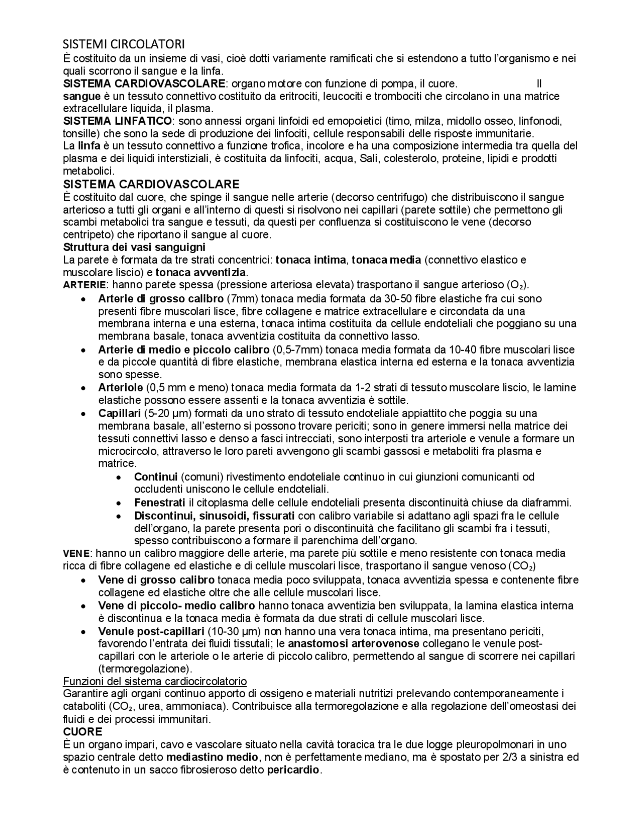 Sistema Circolatorio Anatomia Umana Docsity