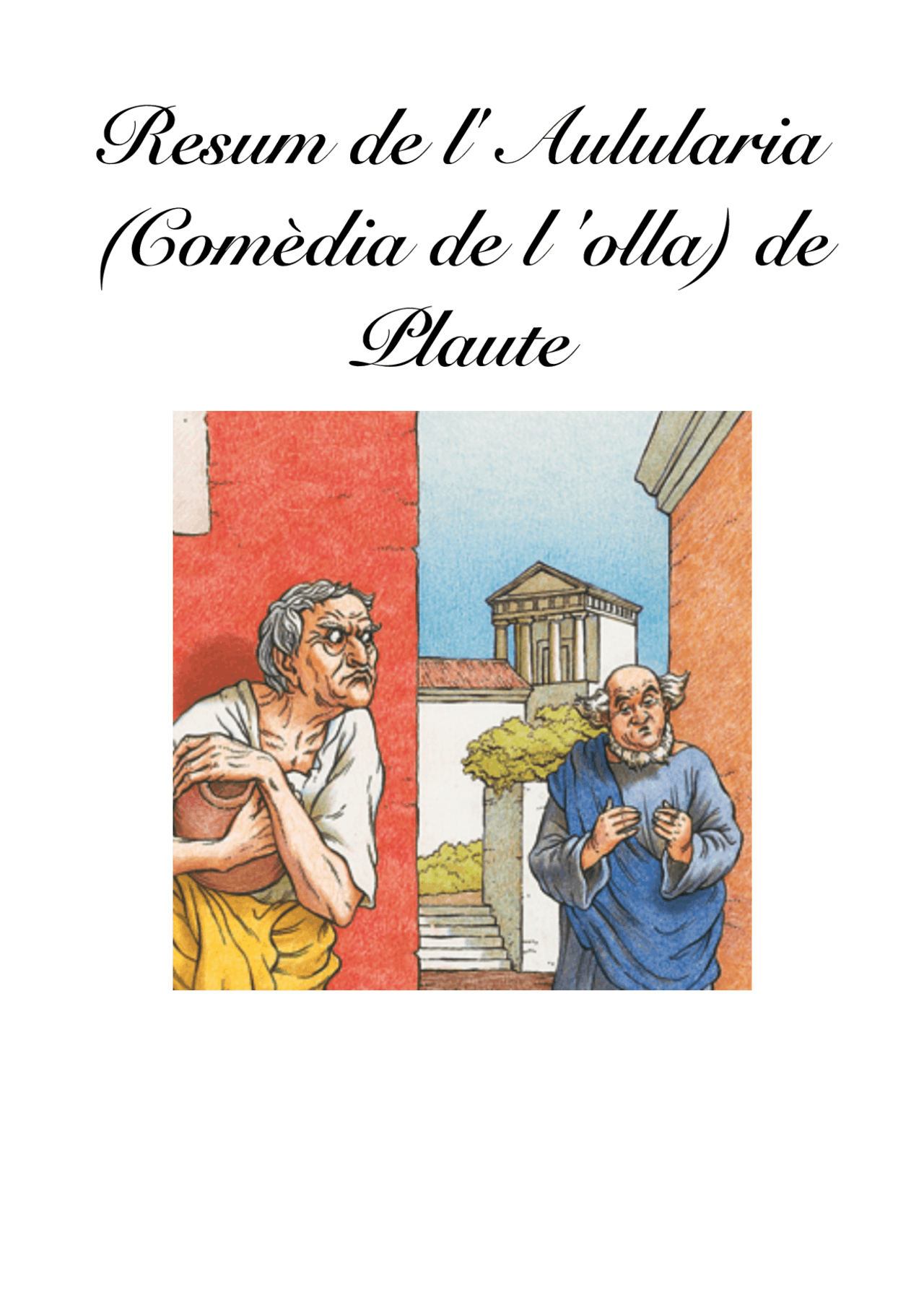 Comedia de l’olla Plaute - Docsity