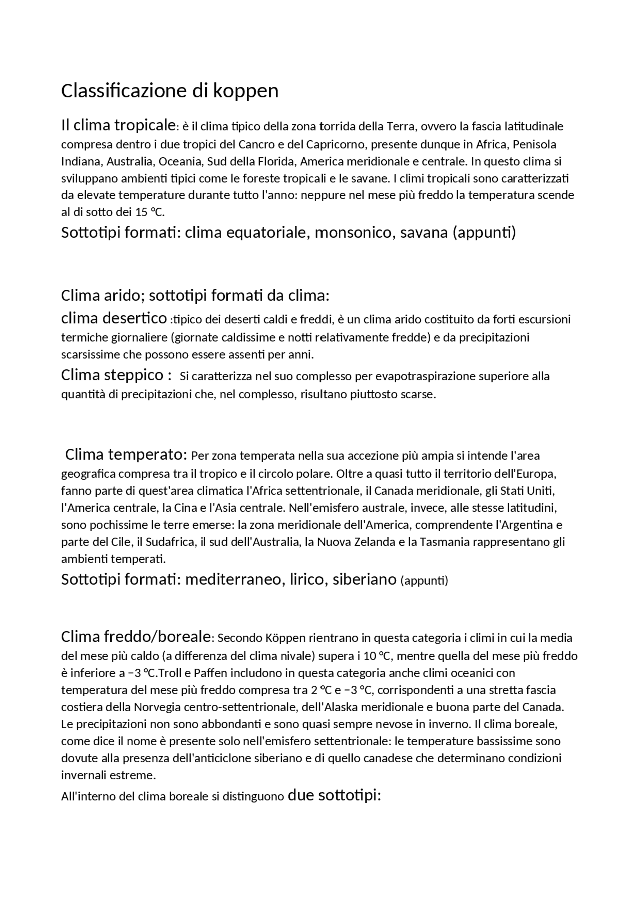 Classificazione Di Koppen Docsity