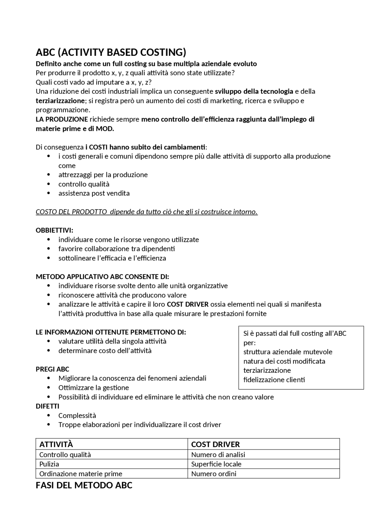 Abc Activity Based Costing Docsity