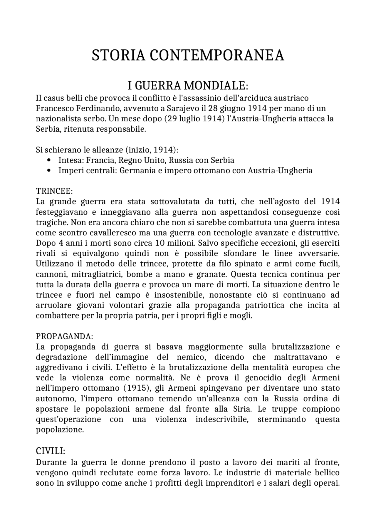 Storia contemporanea di Alessandro Casellato - Docsity