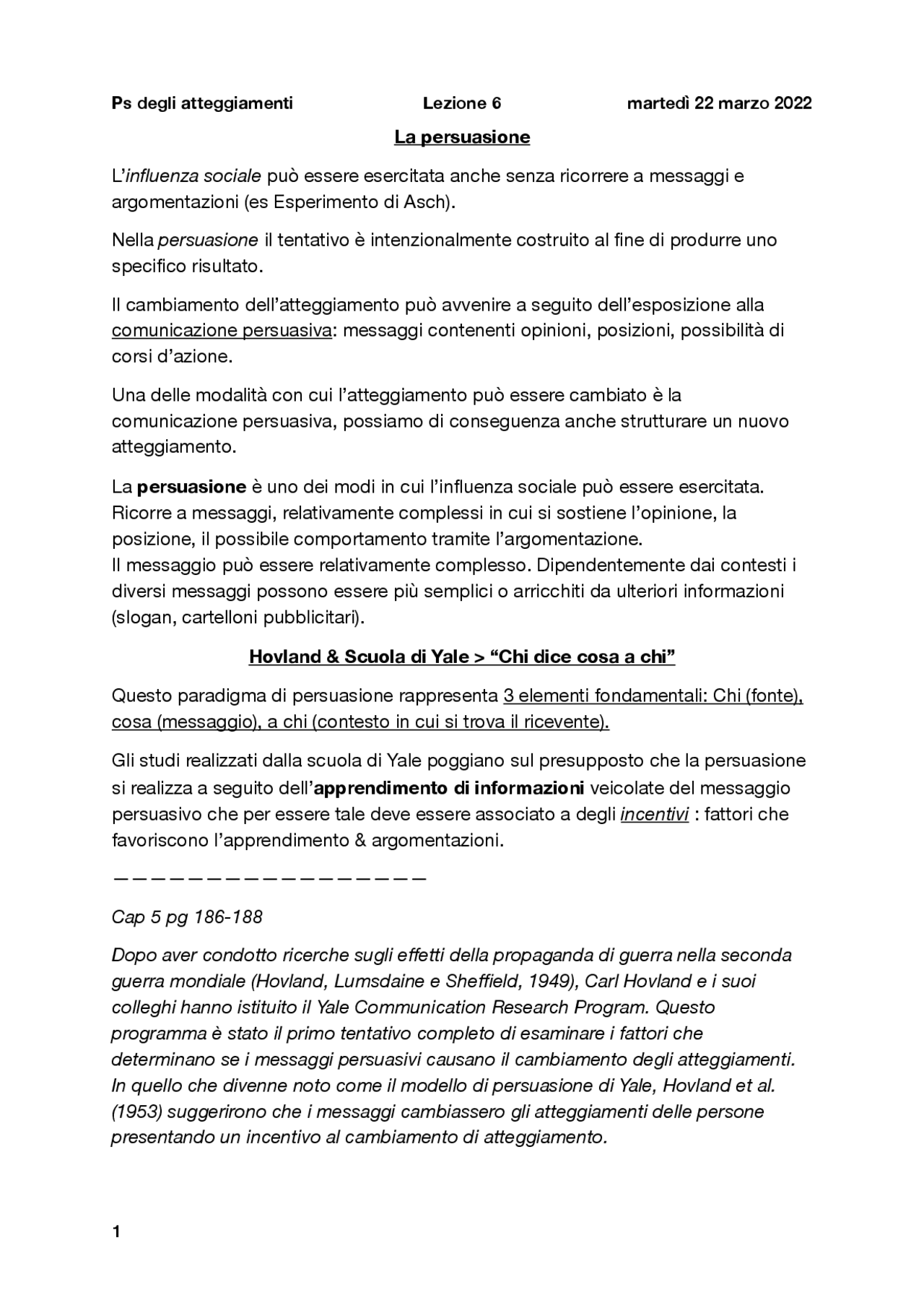 Psicologia Degli Atteggiamenti La Persuasione Docsity
