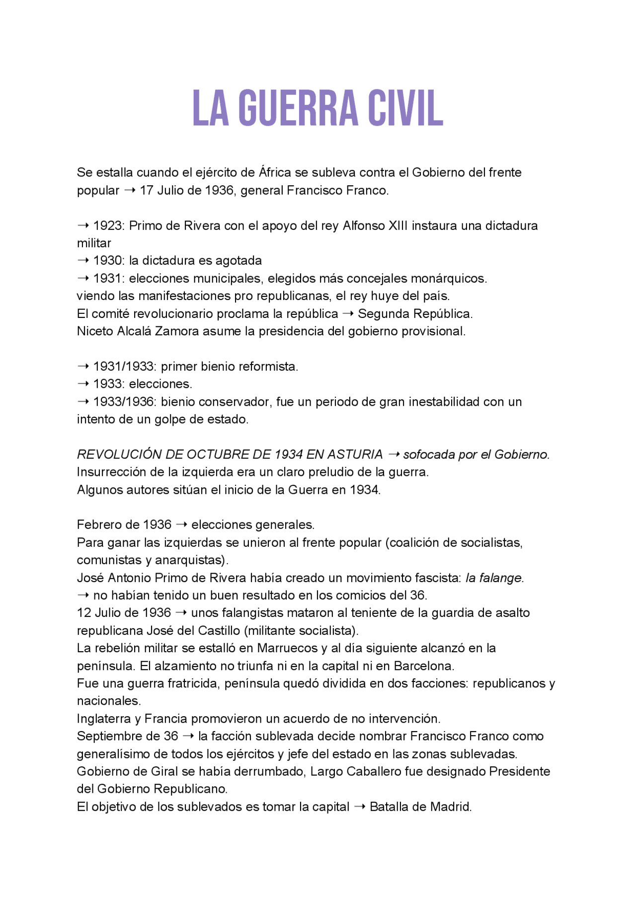 Appunti Guerra Civile Spagnola Docsity
