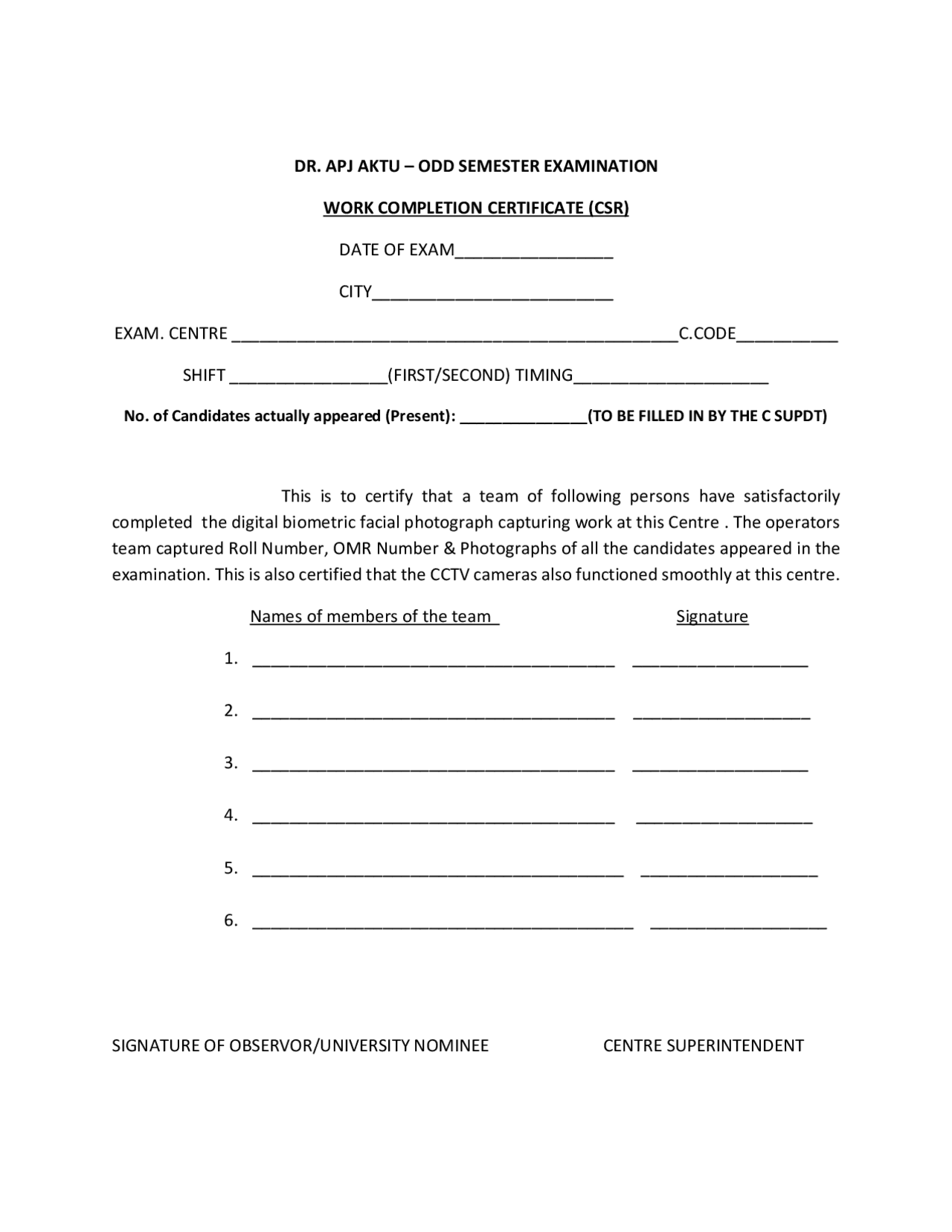 REPORT TO COMPLETION CERTIFICATE - Docsity