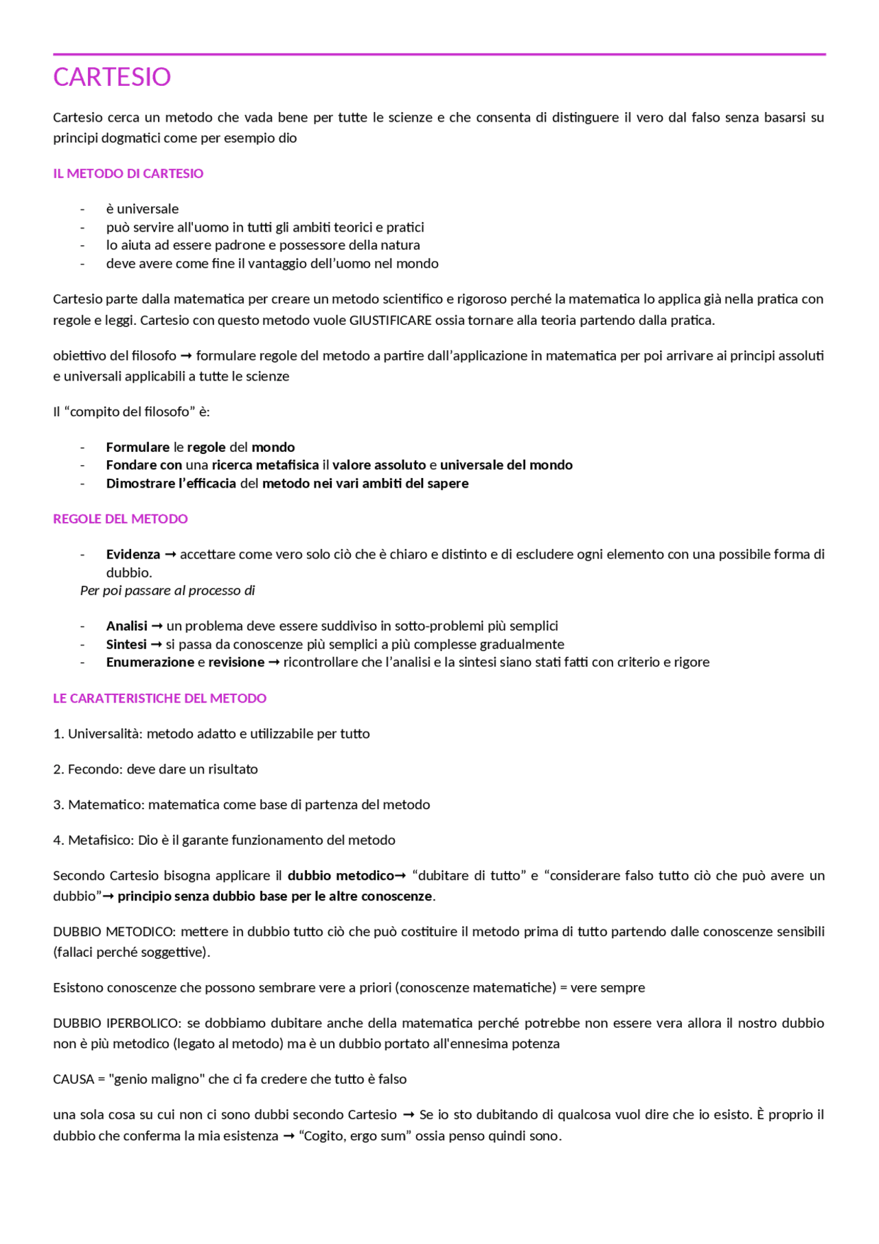 Appunti Di Filosofia Su Locke E Cartesio Docsity