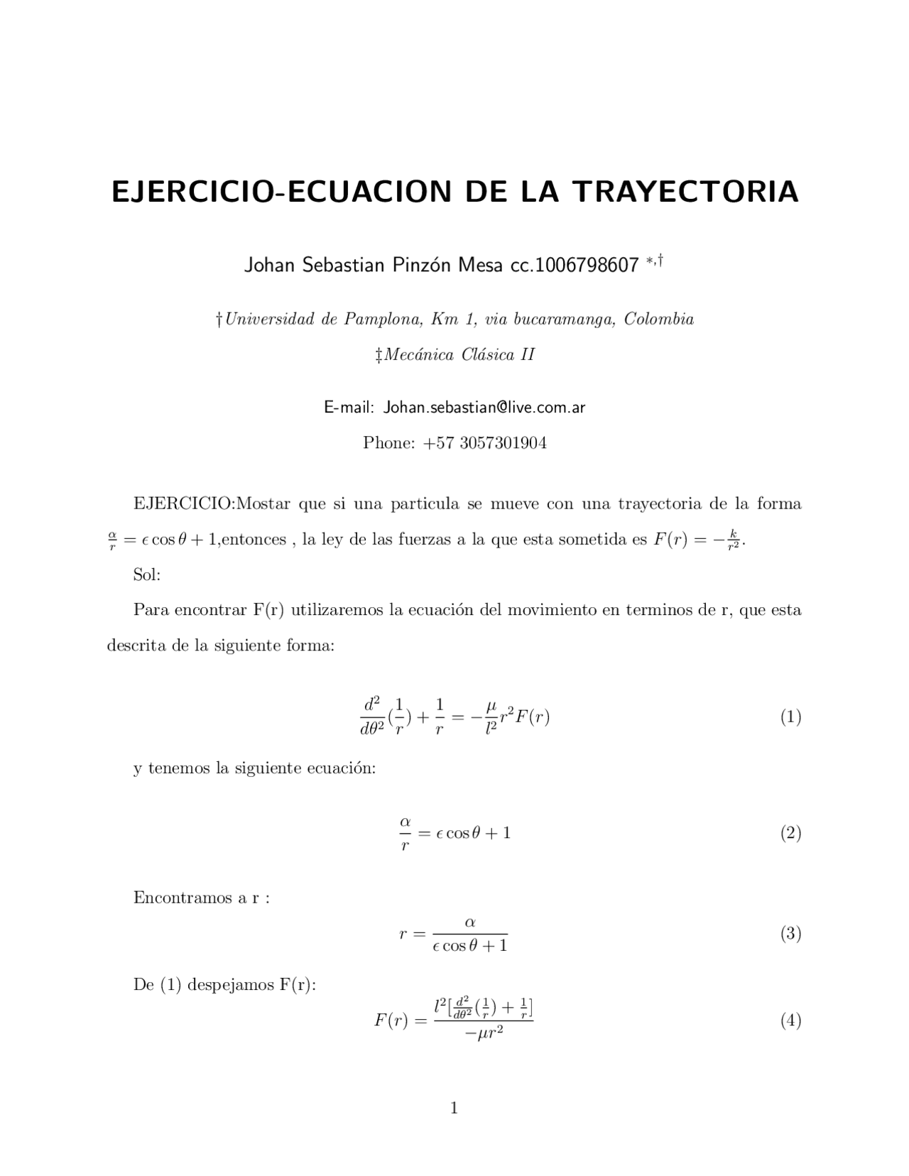 Ejercicio mecanica.21121 | Ejercicios de Mecánica Clásica | Docsity