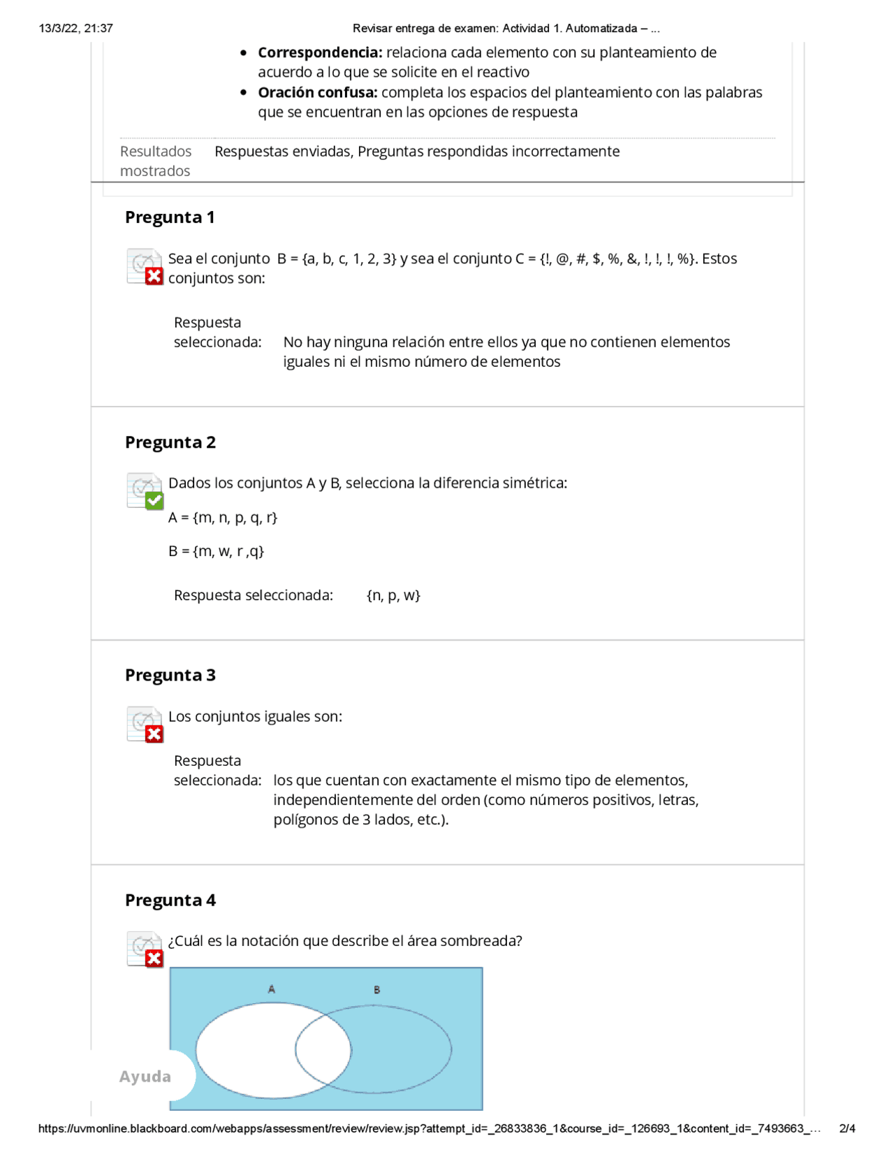 Actividad 1 Automatizada Conjuntos Exámenes De Álgebra Docsity