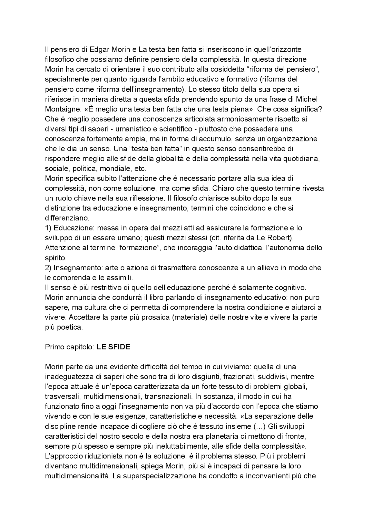 La Testa Ben Fatta E Morin Docsity