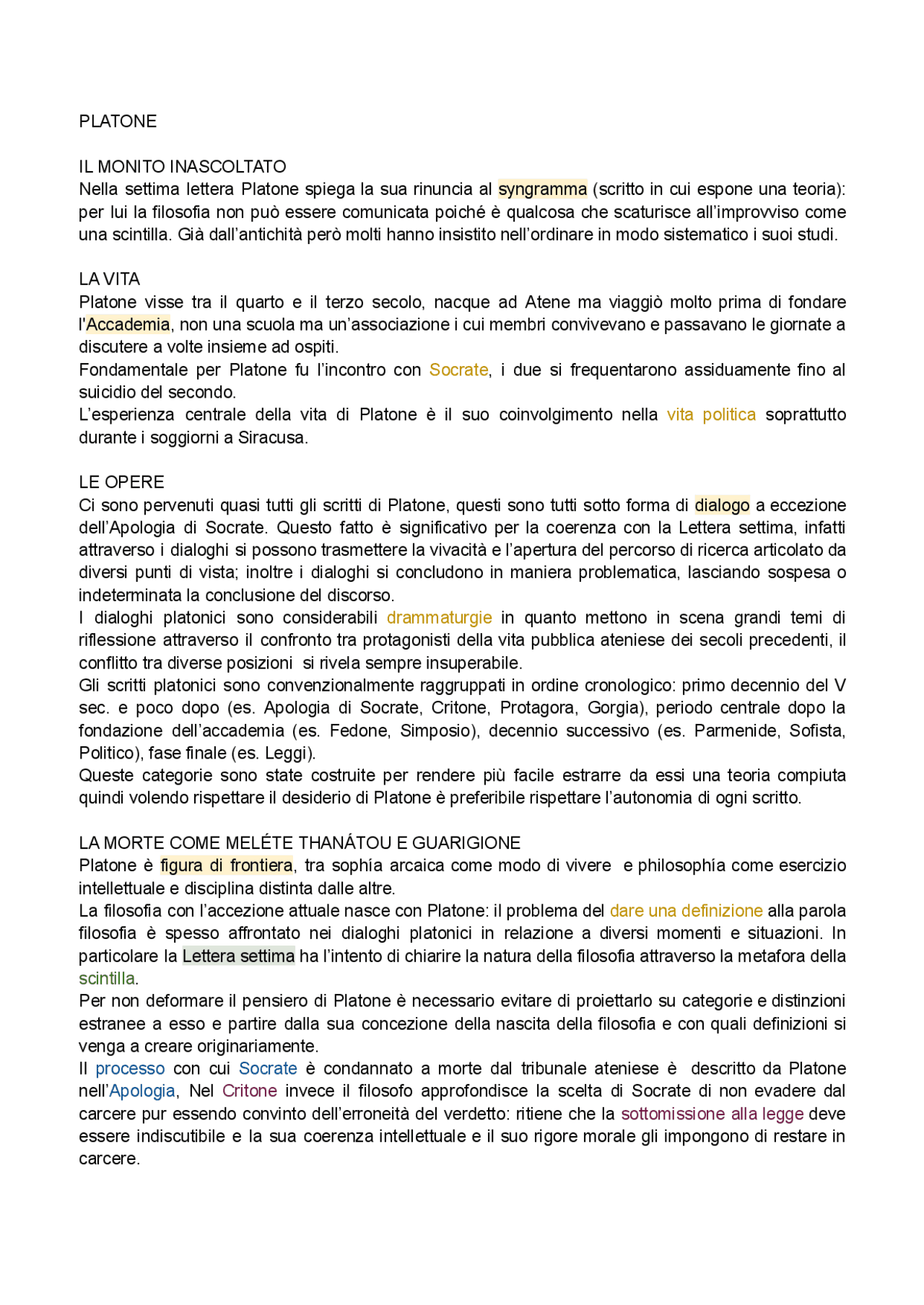 Riassunti Platone Per Dialogo Docsity