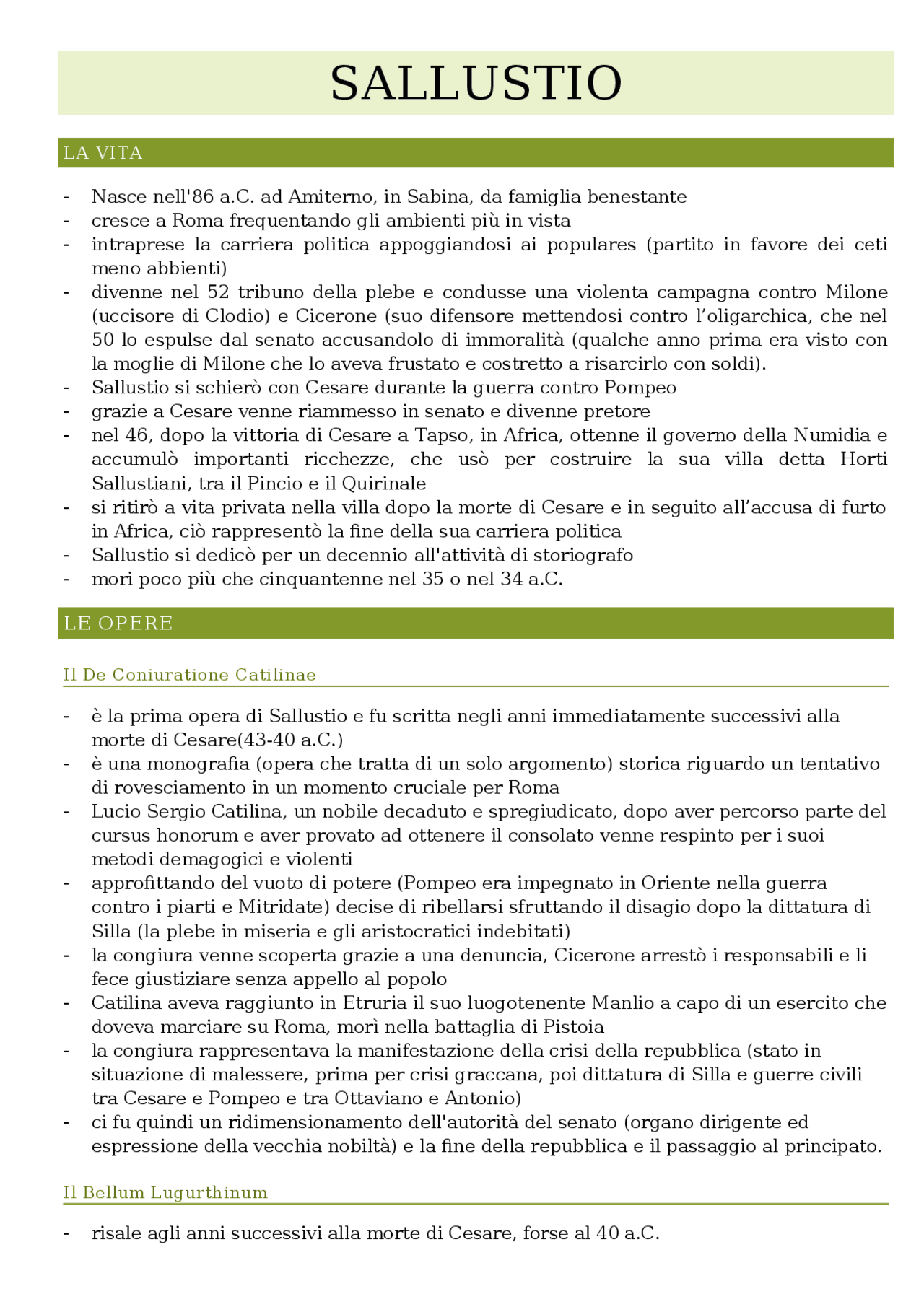 Appunti Su Sallustio Docsity