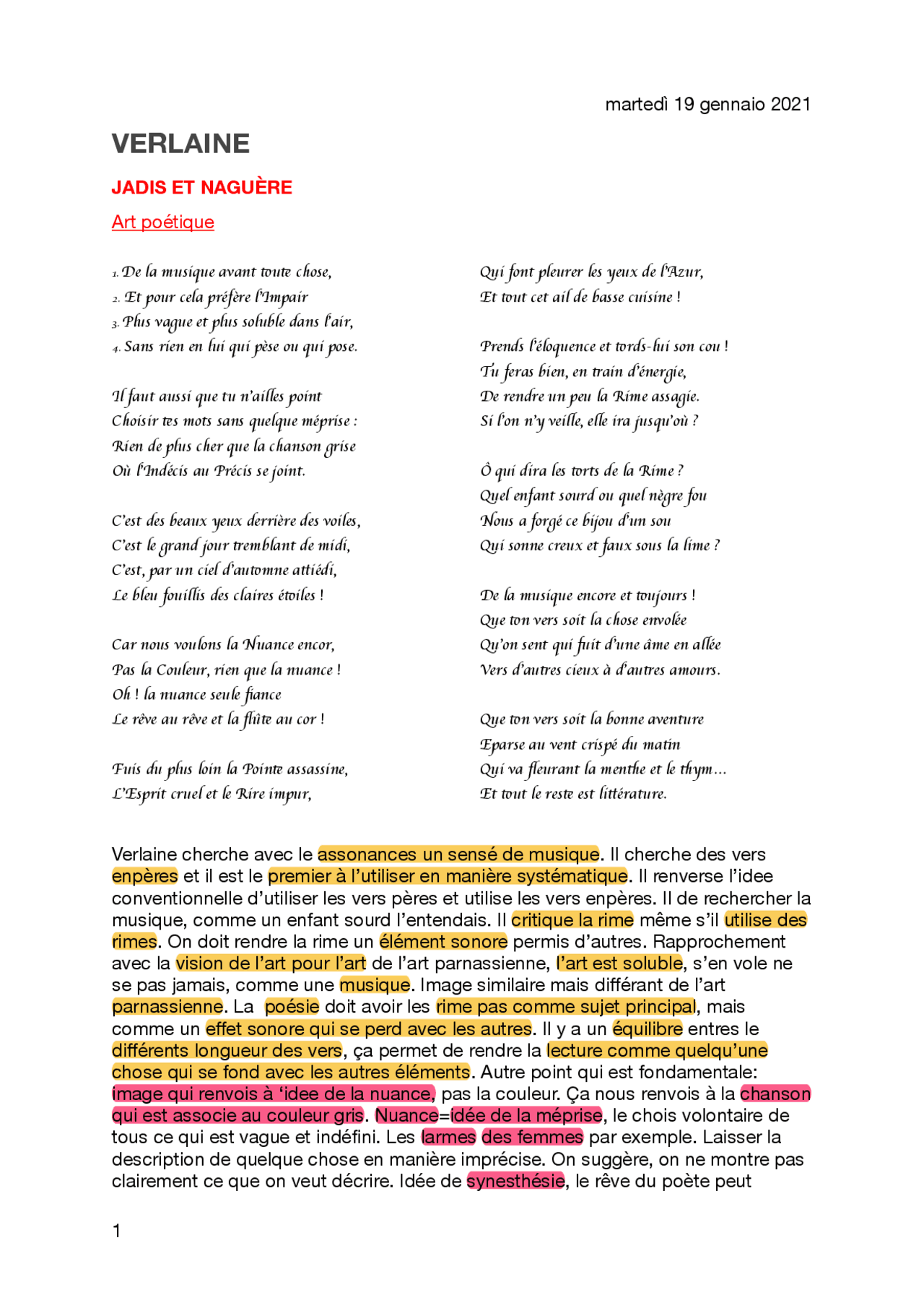 Verlaine Appunti Docsity