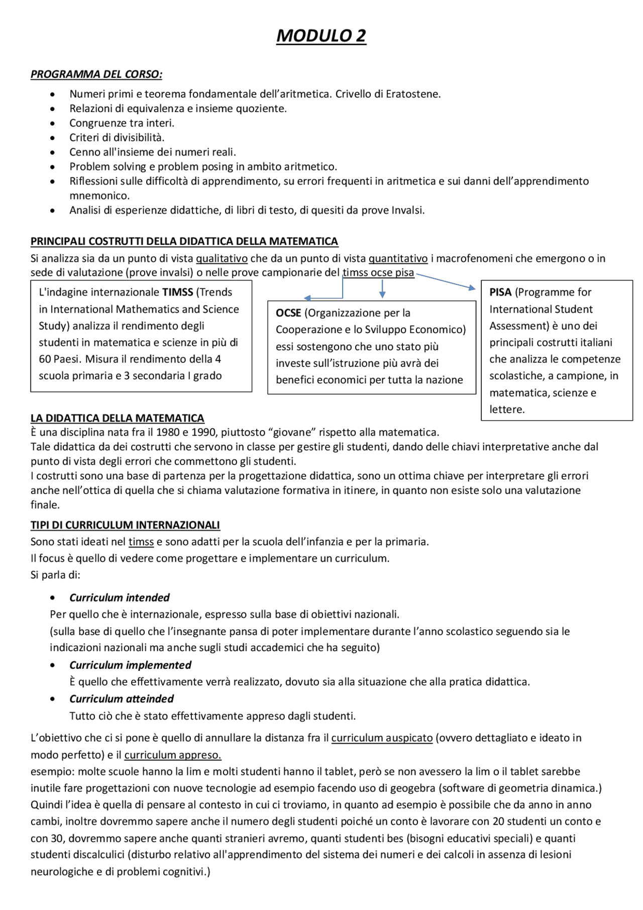 Riassunto Corso Numeri E Strutture Docsity