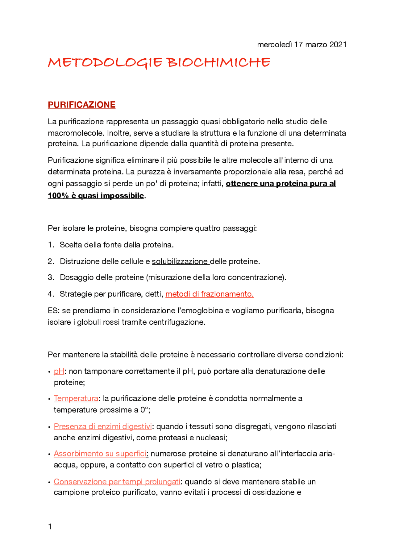Appunti Su Metodologie Biochimiche Docsity