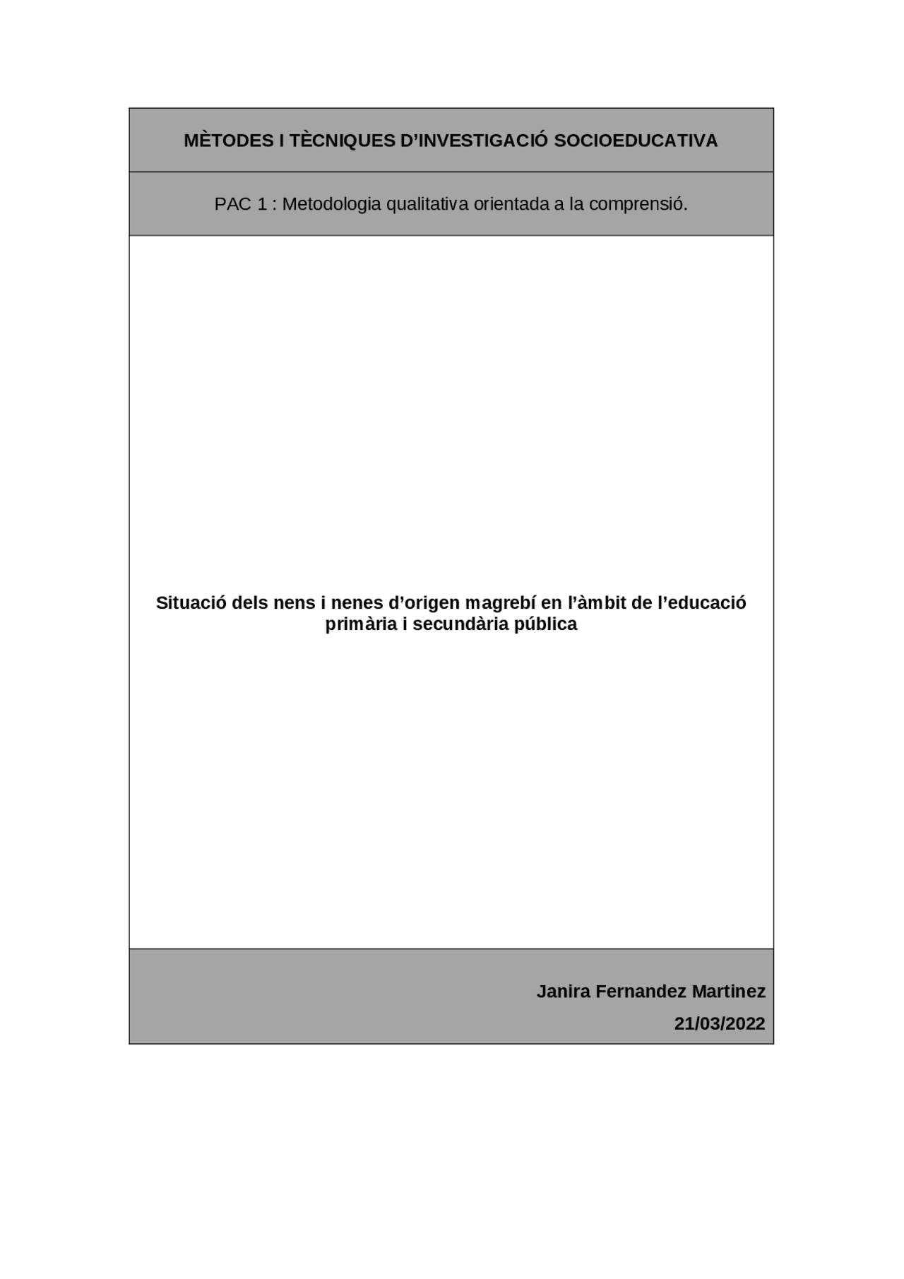 Pac 1 Metodes I Tecniques Dinvestigacio Docsity