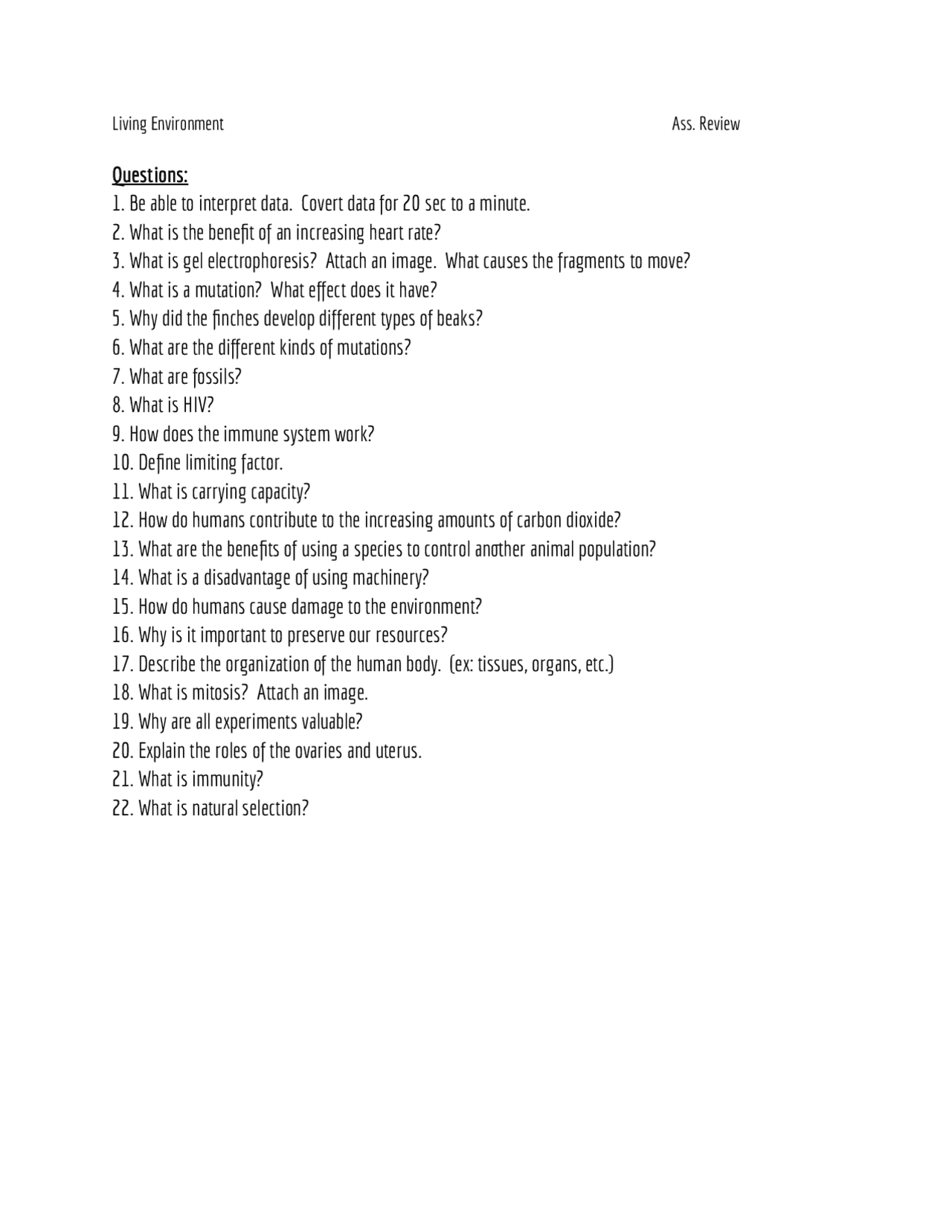 Assessment Review (Short Answer) - Docsity