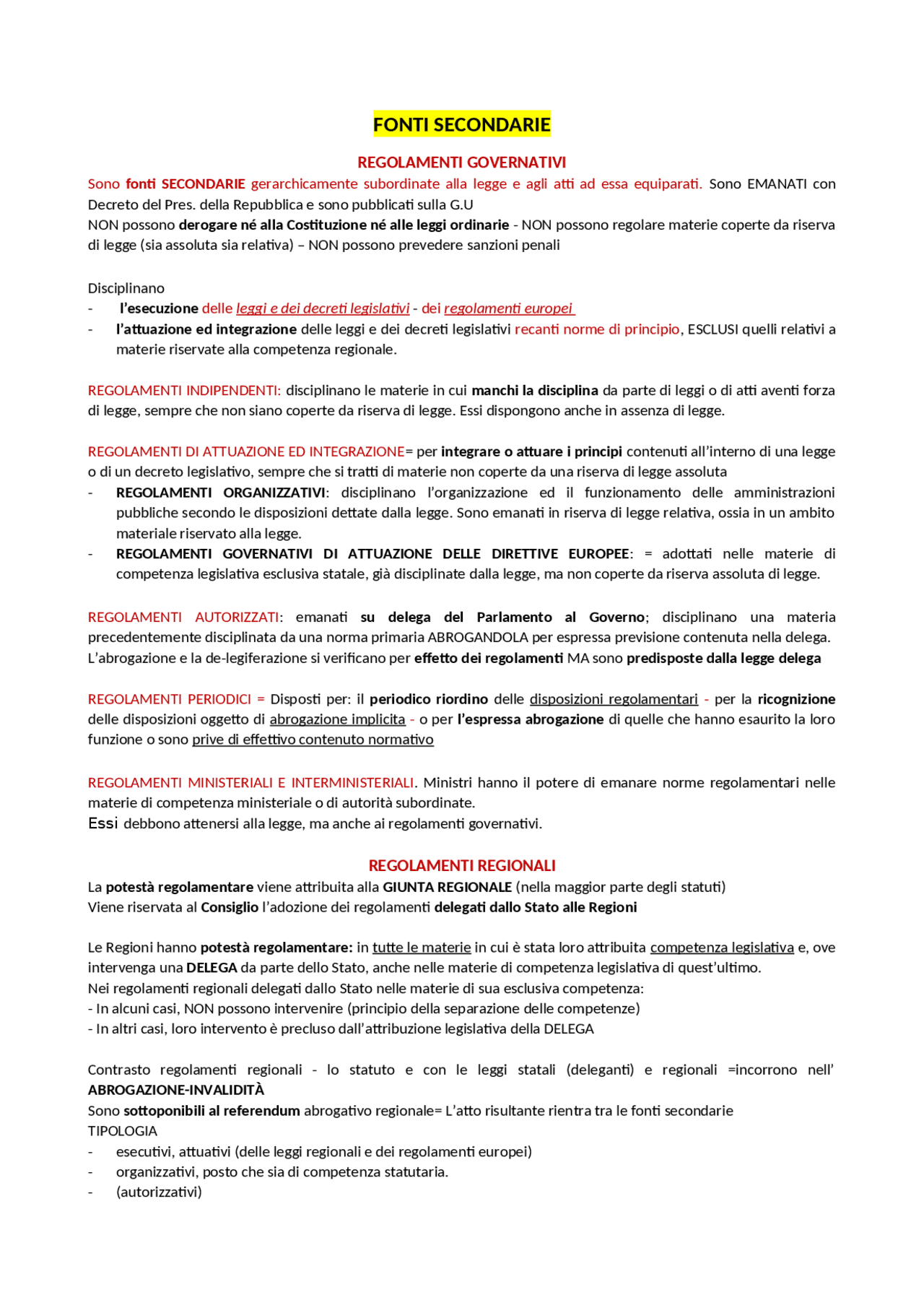 Schema fonti secondarie - Docsity