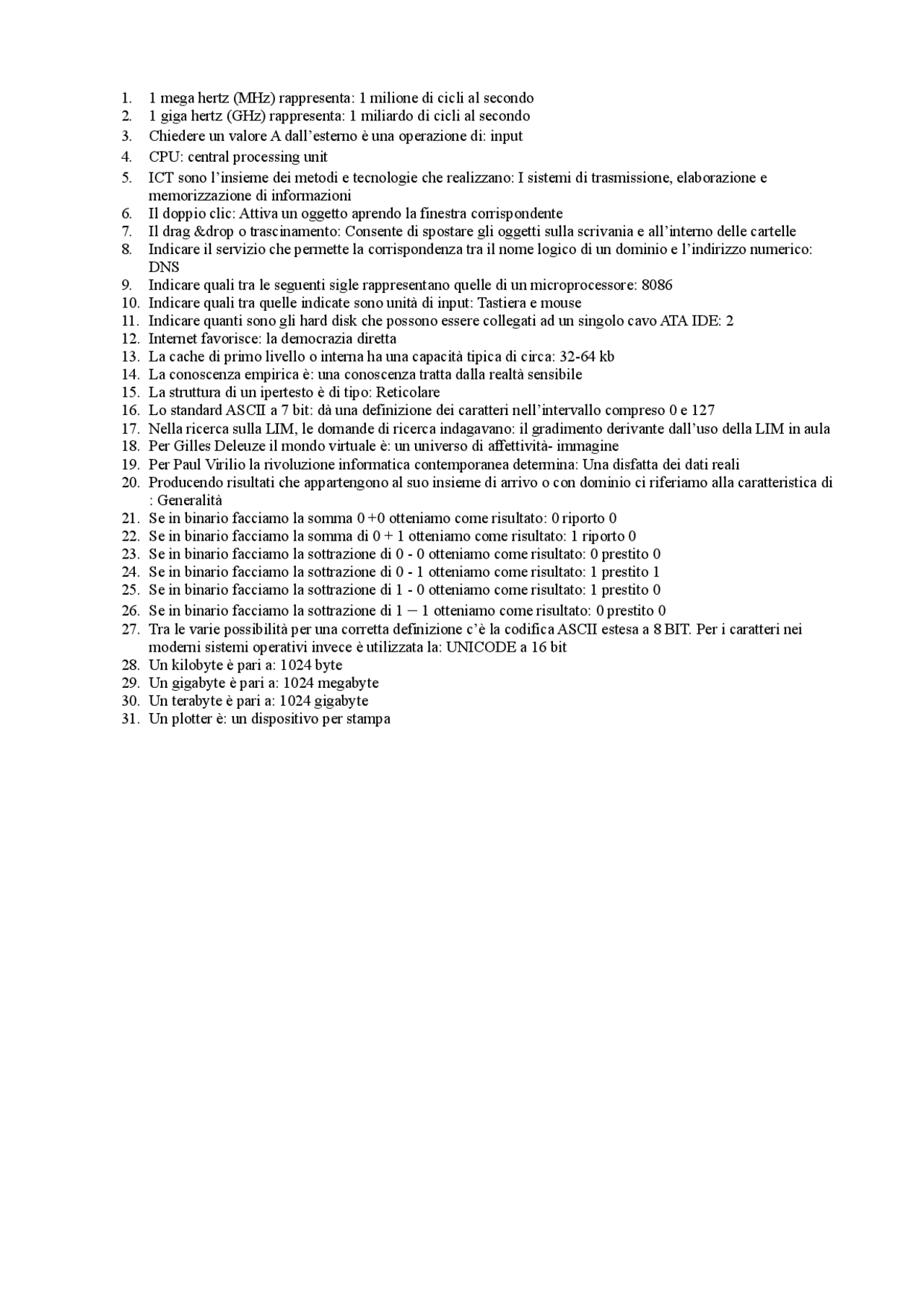 Informatica Generale Docsity
