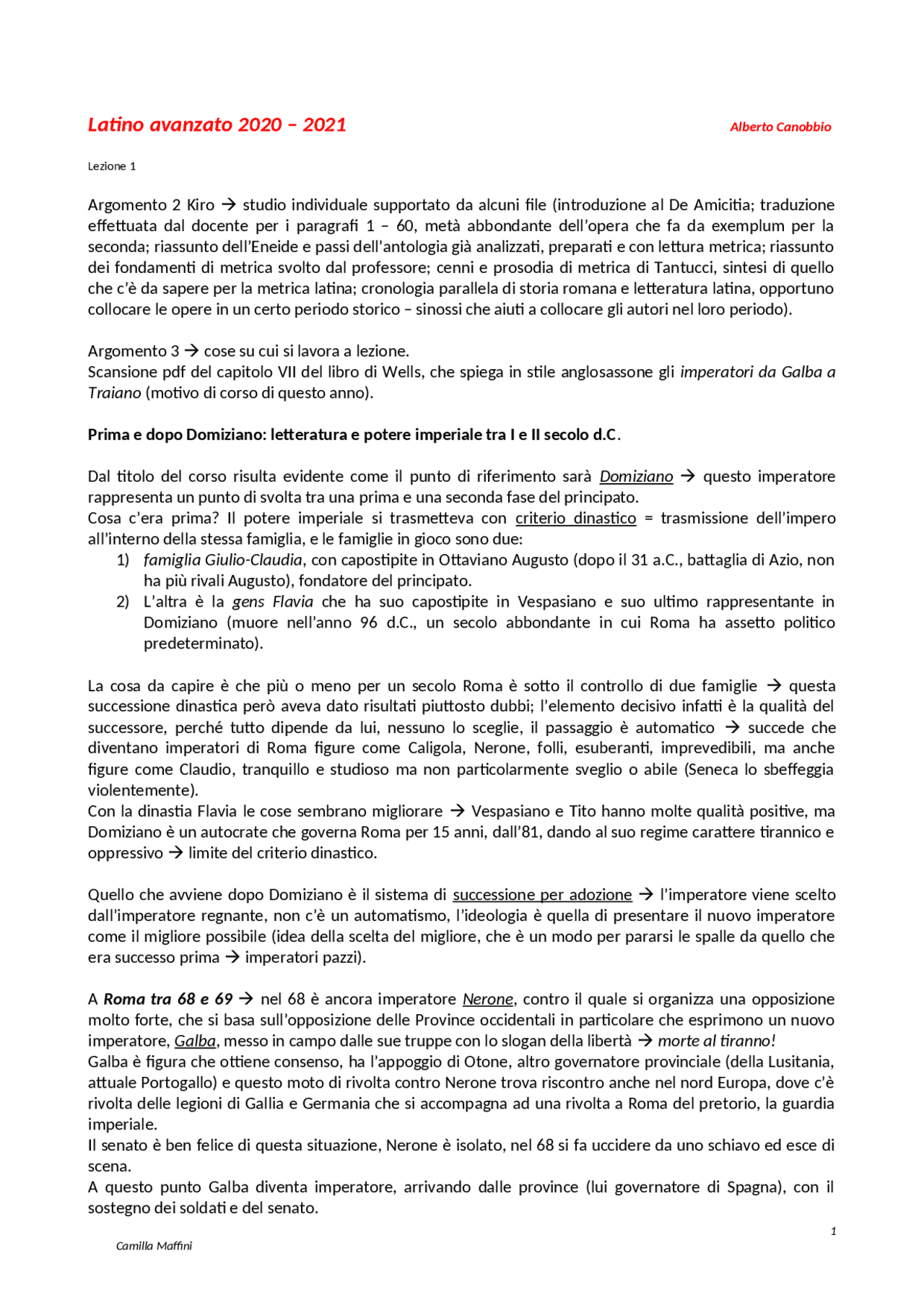 Appunti Di Latino 2020 2021 Canobbio Docsity