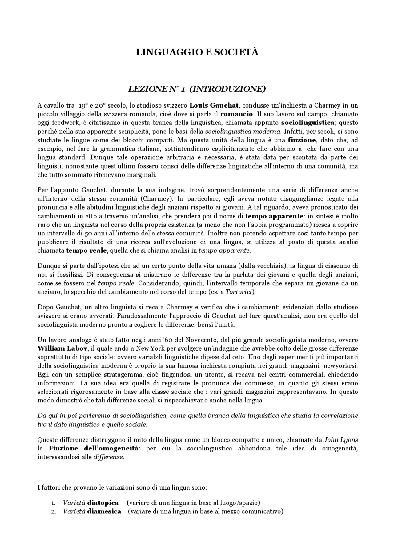 Riassunto Prima Lezione Di Sociolinguistica Berruto Docsity