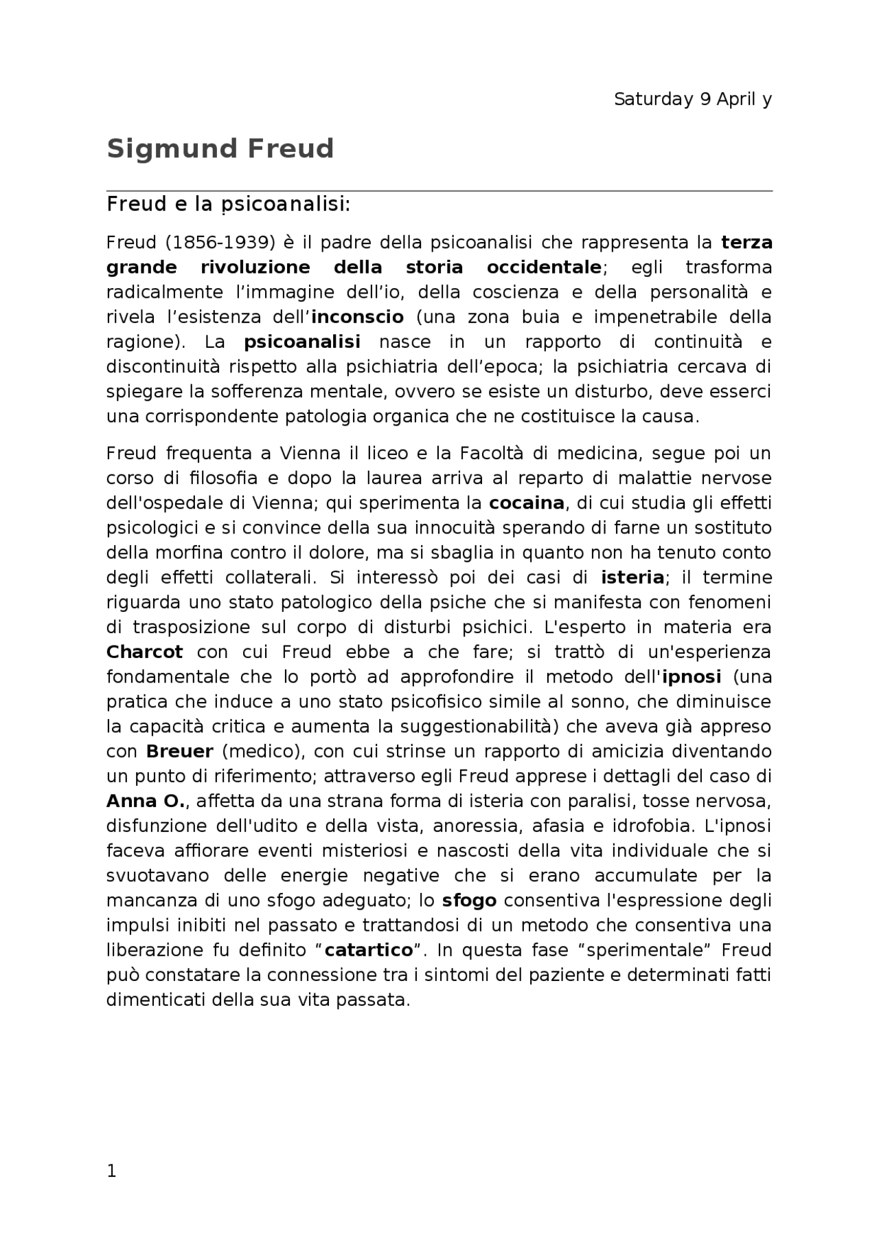 Sigmund Freud La Psicanalisi Docsity