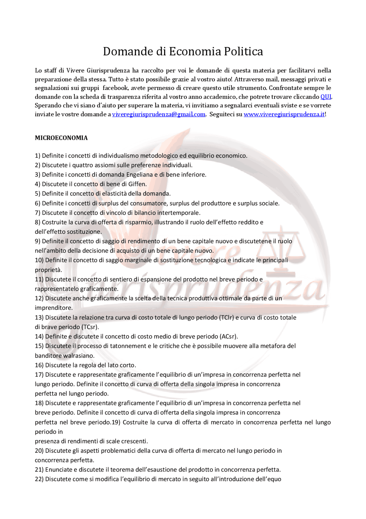 Domande esame economia politica - Docsity